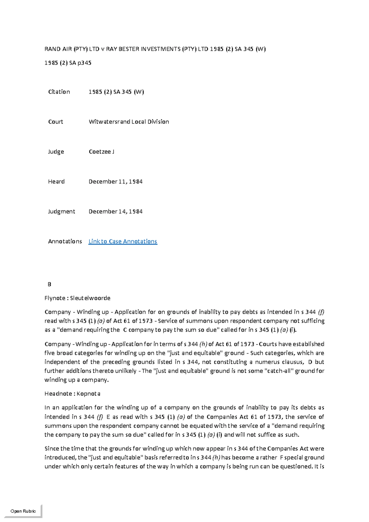 High Court Citations Guide (2023) - Studocu