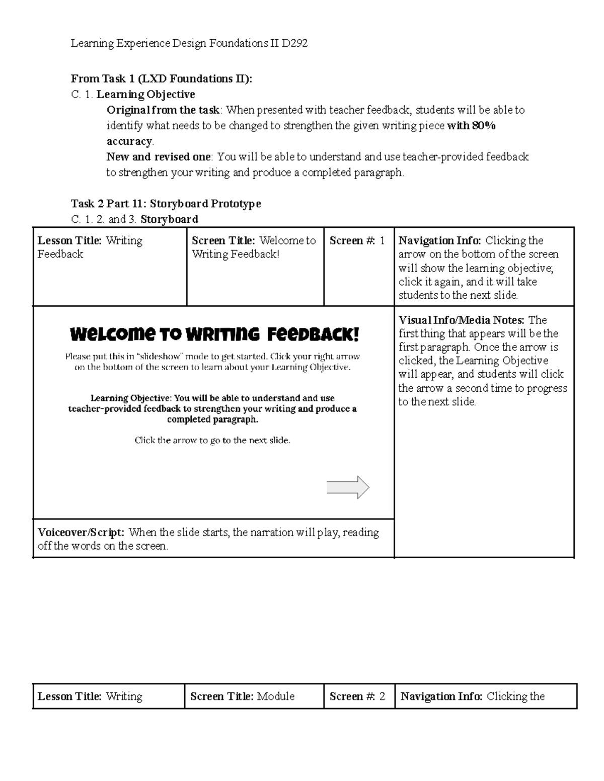 Copy of D292 Task 3 - Passed first try - From Task 1 (LXD Foundations ...