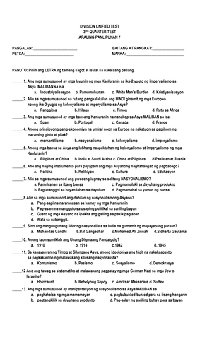Q1 AP7 Module 1 - Araling Panlipunan Unang Markahan – Modyul 1: Ang Konsepto ng Asya Tungo sa ...