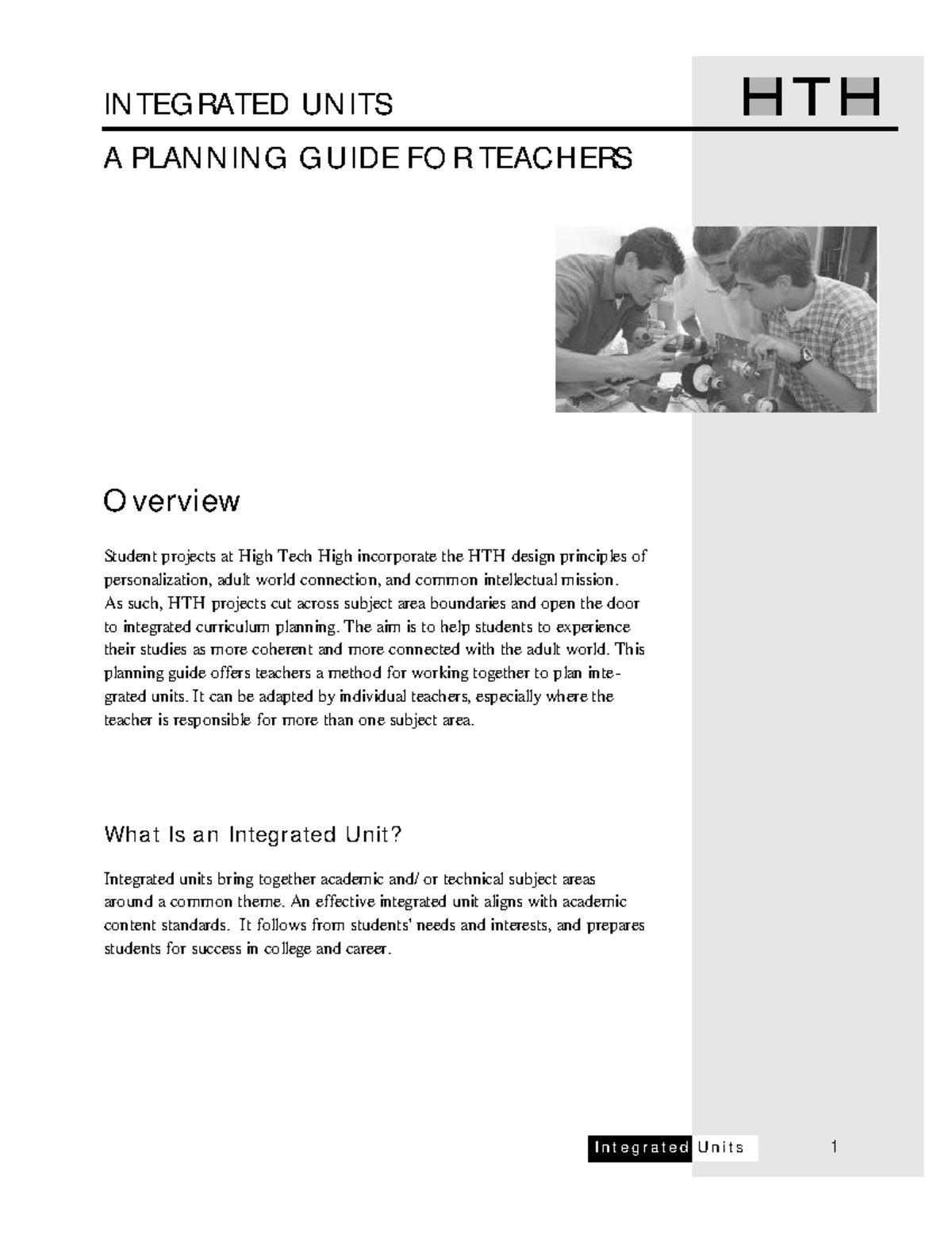 Integrated Units: A Teacher's Planning Guide for HTH Projects - Studocu