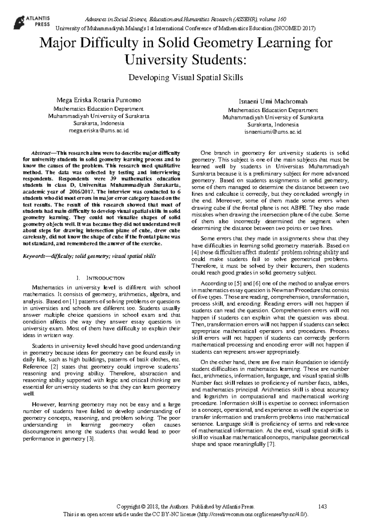 Major Difficulties in Solid Geometry Learning for University Students ...