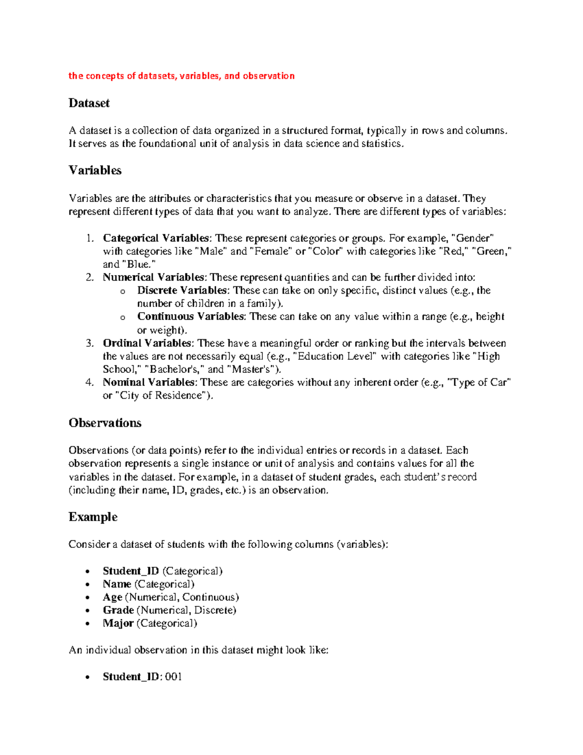 IT Skills & Data Analysis: Datasets, Variables, & Primary Data ...