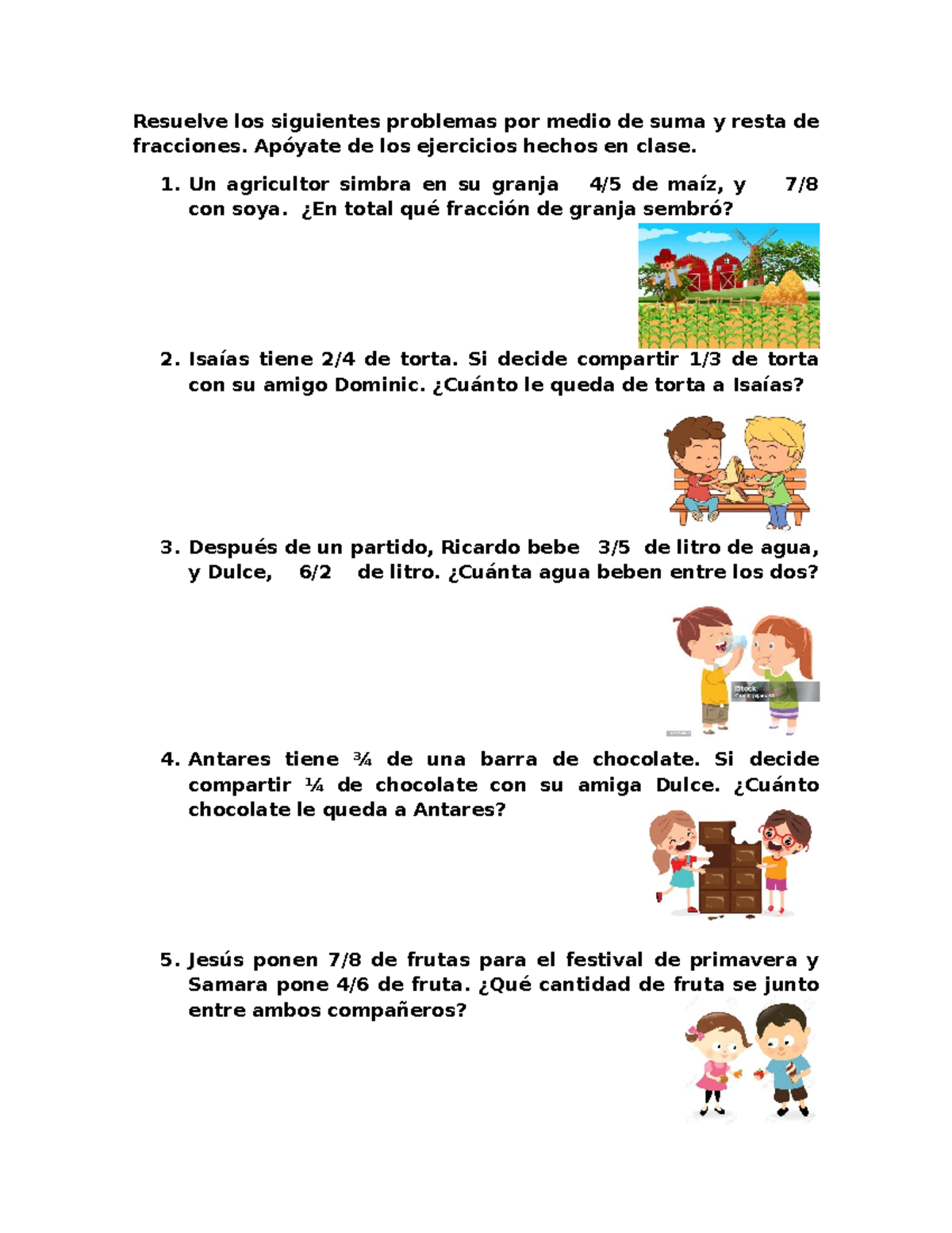 Problemas de Suma y Resta de Fracciones - Ejercicios Prácticos - Studocu