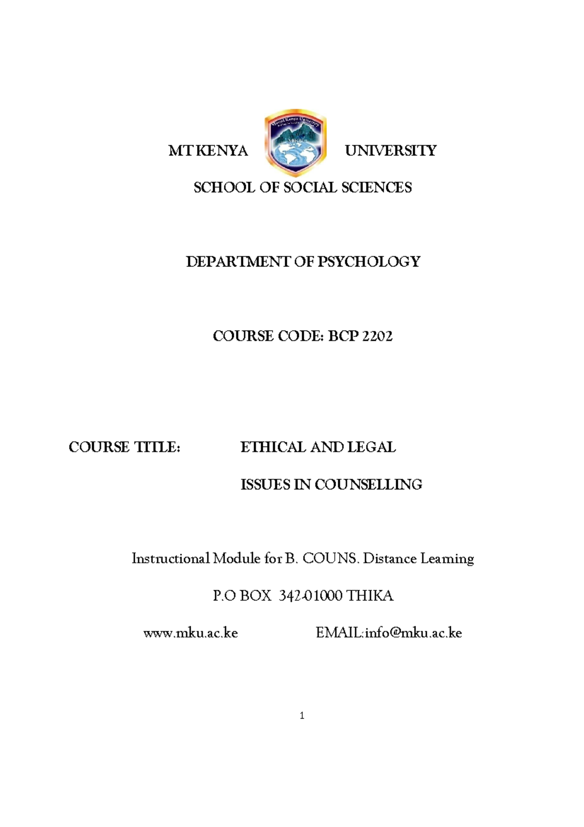 BCP 2202 Ethical and Legal Issues in Counseling: Comprehensive Guide ...