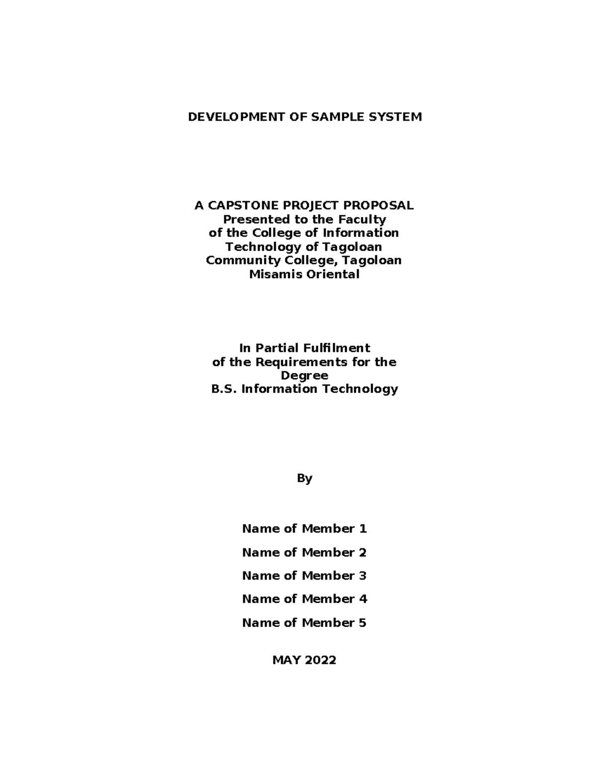 Front-PAGE - SYSTEM - DEVELOPMENT OF SAMPLE SYSTEM A CAPSTONE PROJECT ...
