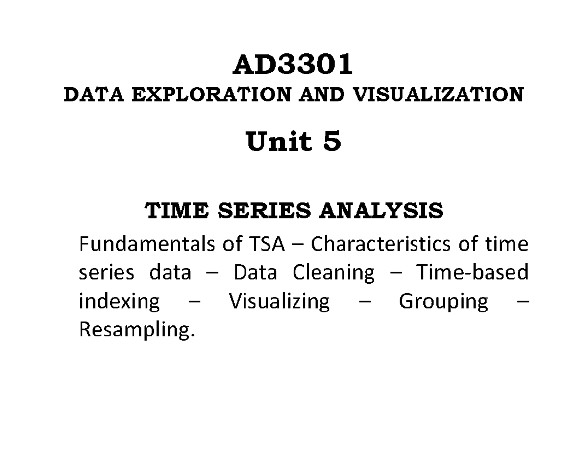 Unit 5: Time Series Data Analysis and Visualization Techniques - Studocu