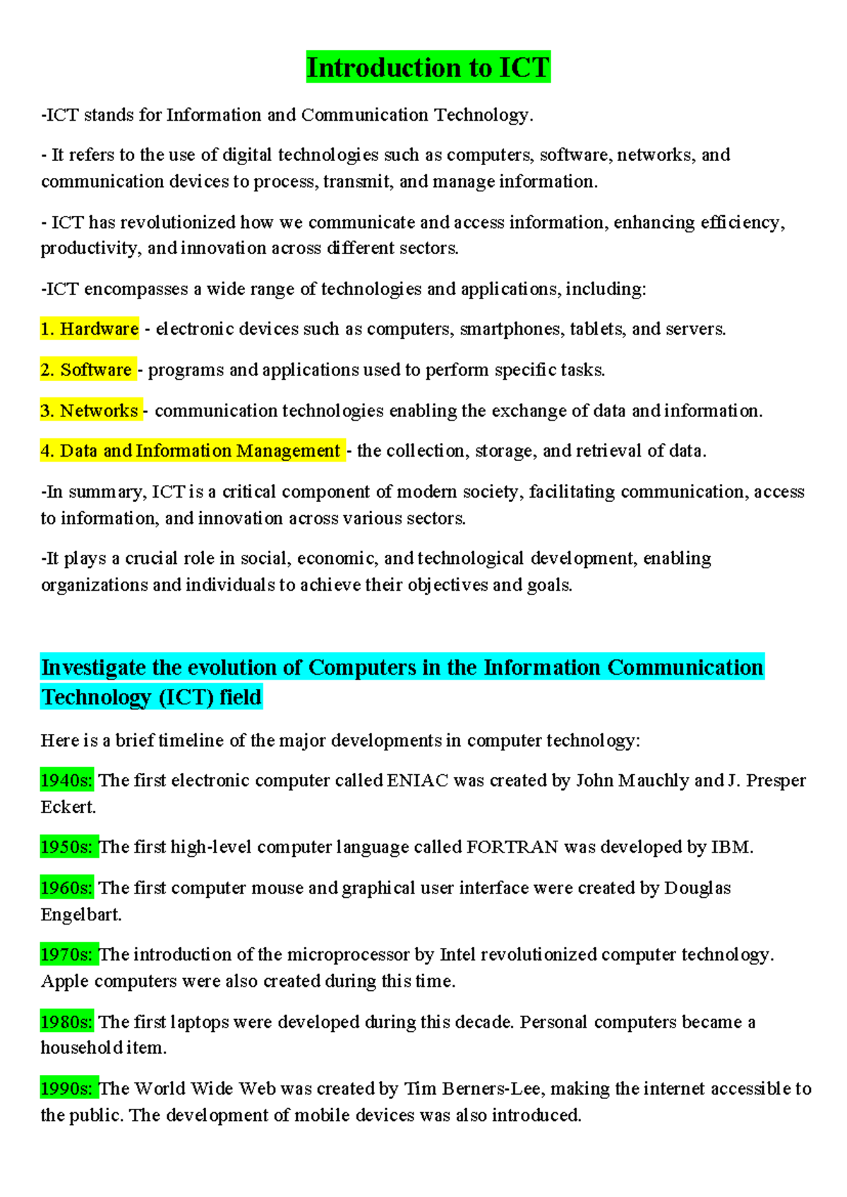 ICT 1 Lesson 1: Introduction to Information & Communication Technology ...