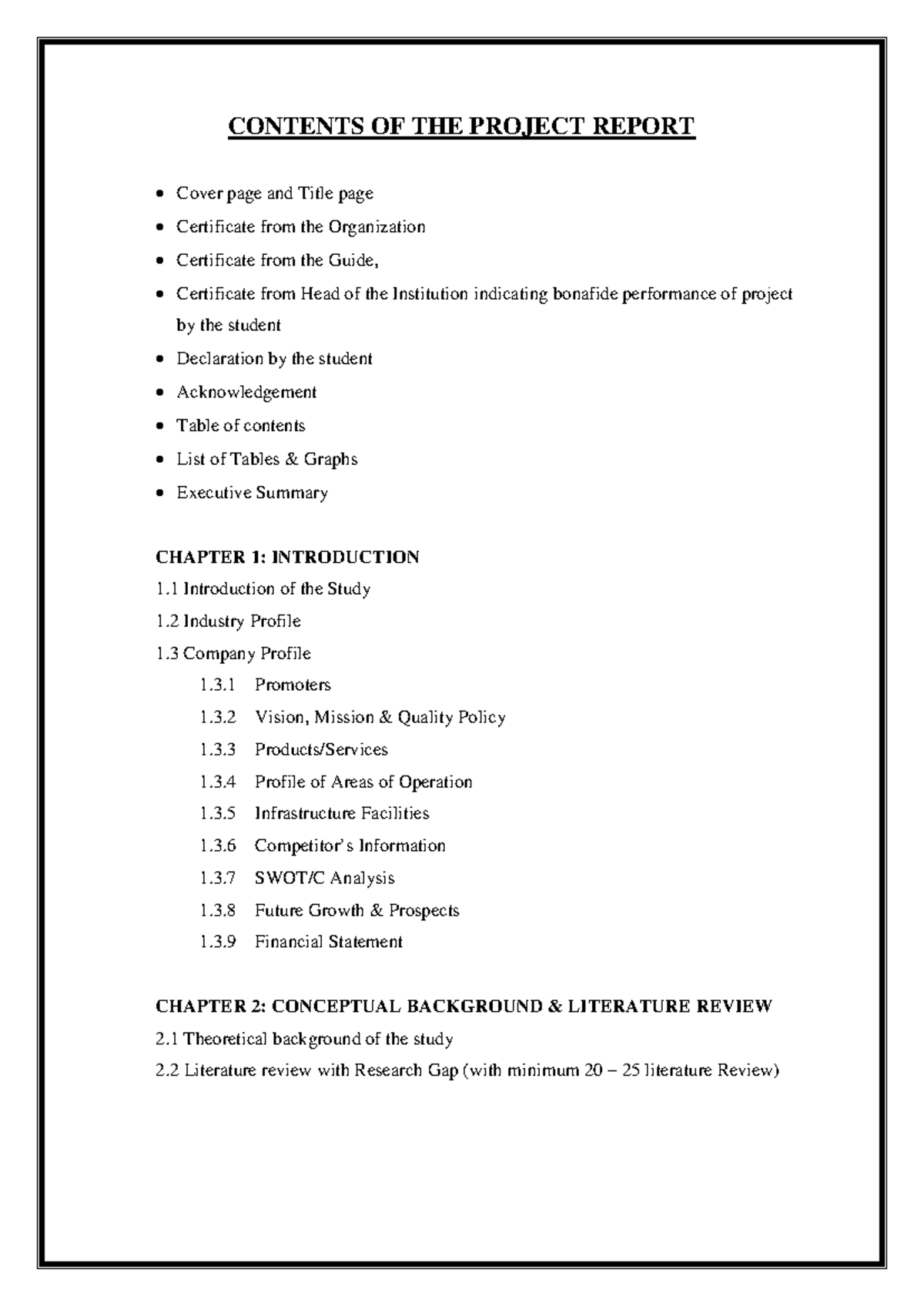 Project Report Contents Overview: Structure & Key Elements - Studocu