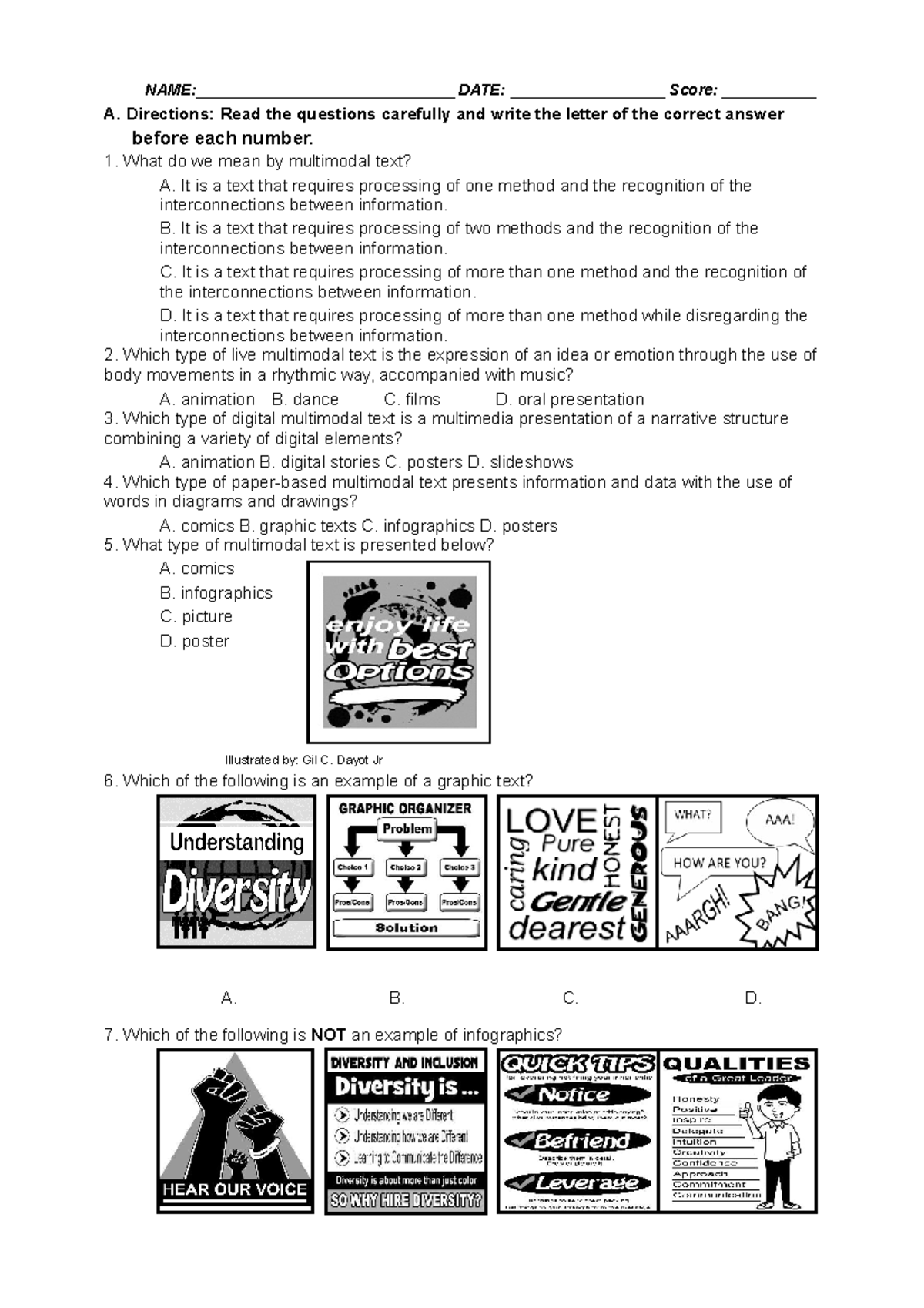 English 8 3 - Multimodal Texts Summative Test Guide - Studocu