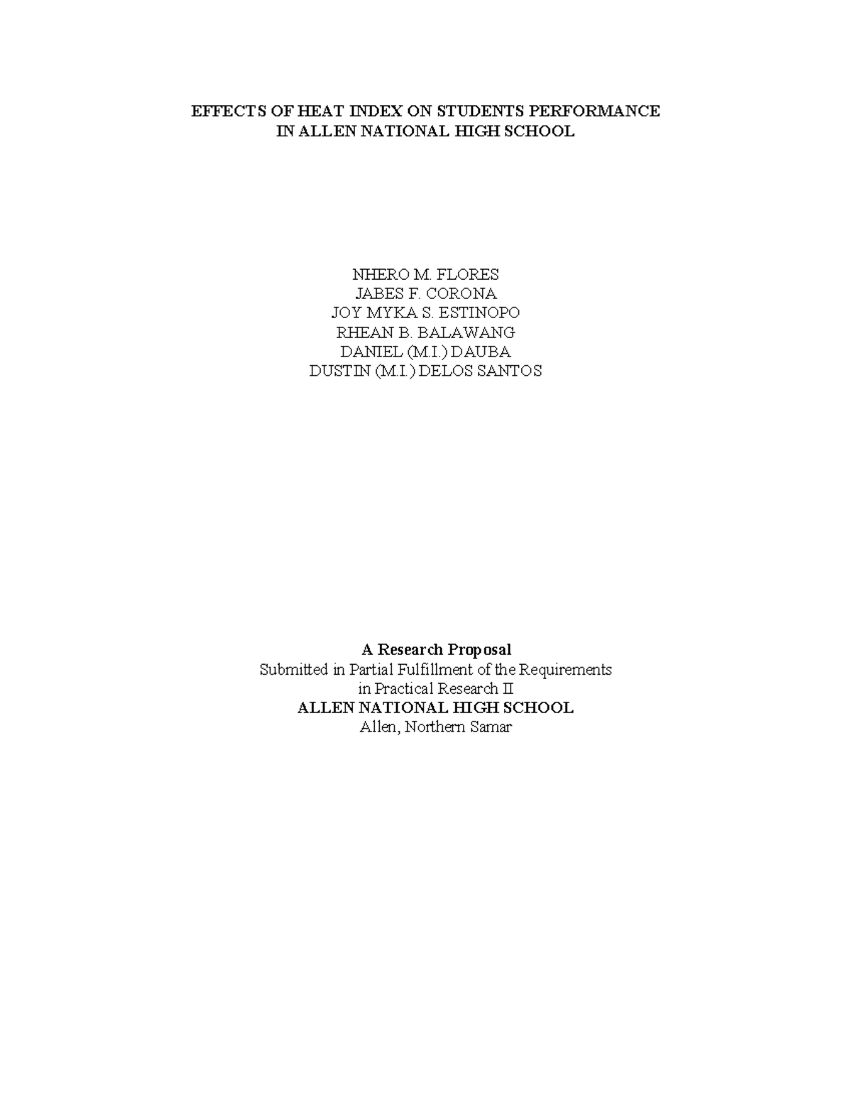 Investigating Heat Index Impact on Student Performance - PR II - Studocu
