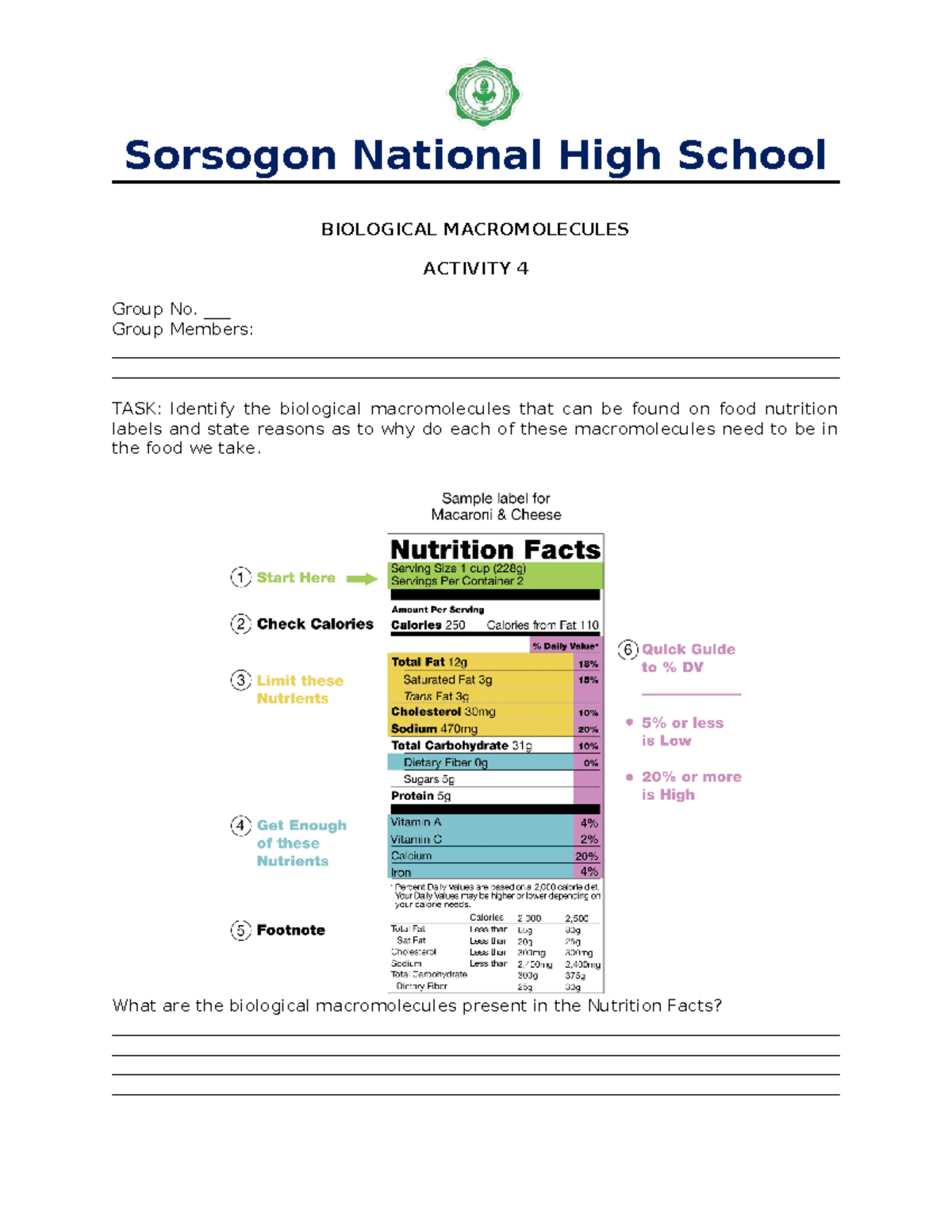 Lesson 5 Activity Sheet - Sorsogon National High School BIOLOGICAL ...