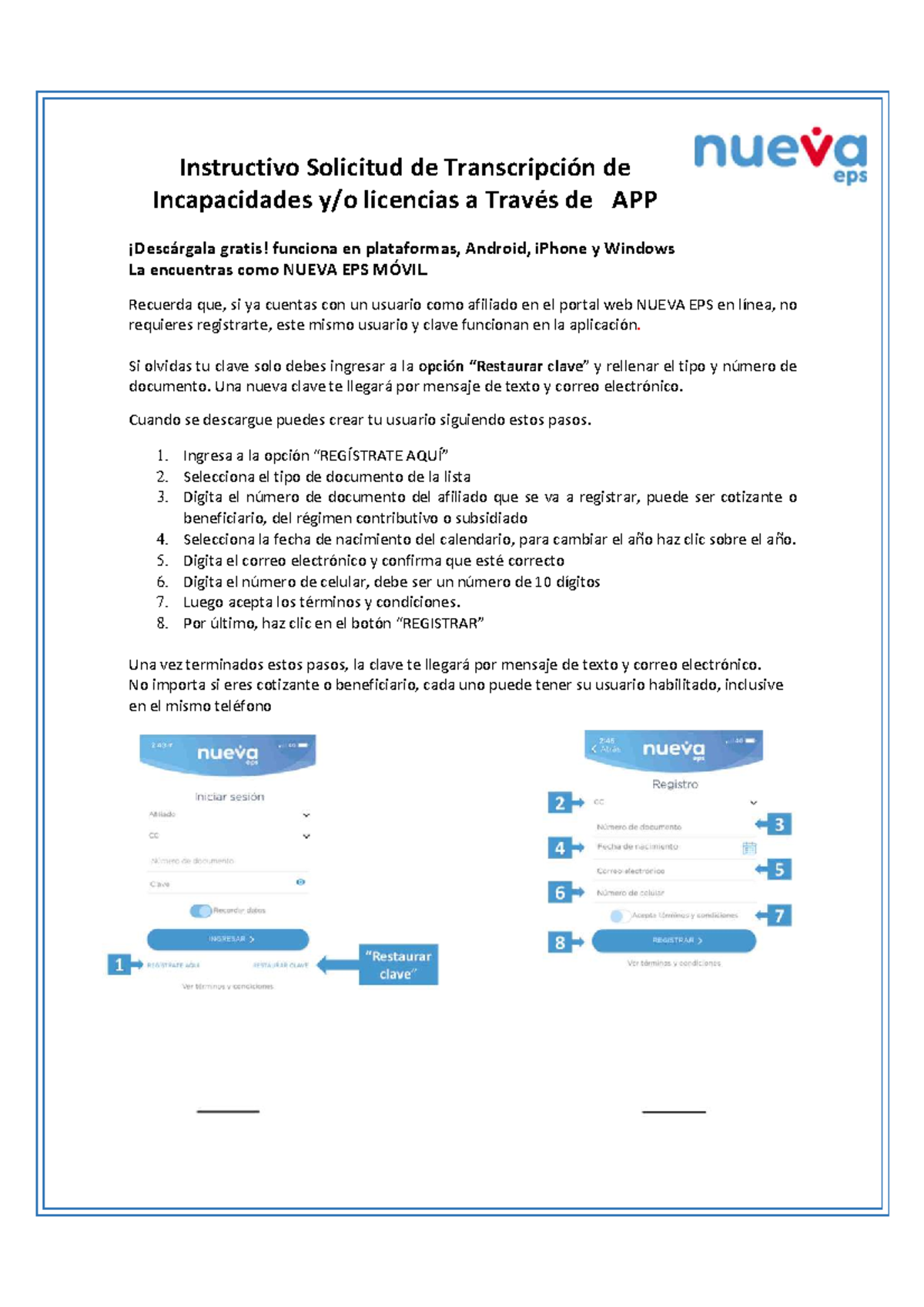 Instructivo APP NUEVA EPS: Transcripción de Incapacidades - Studocu