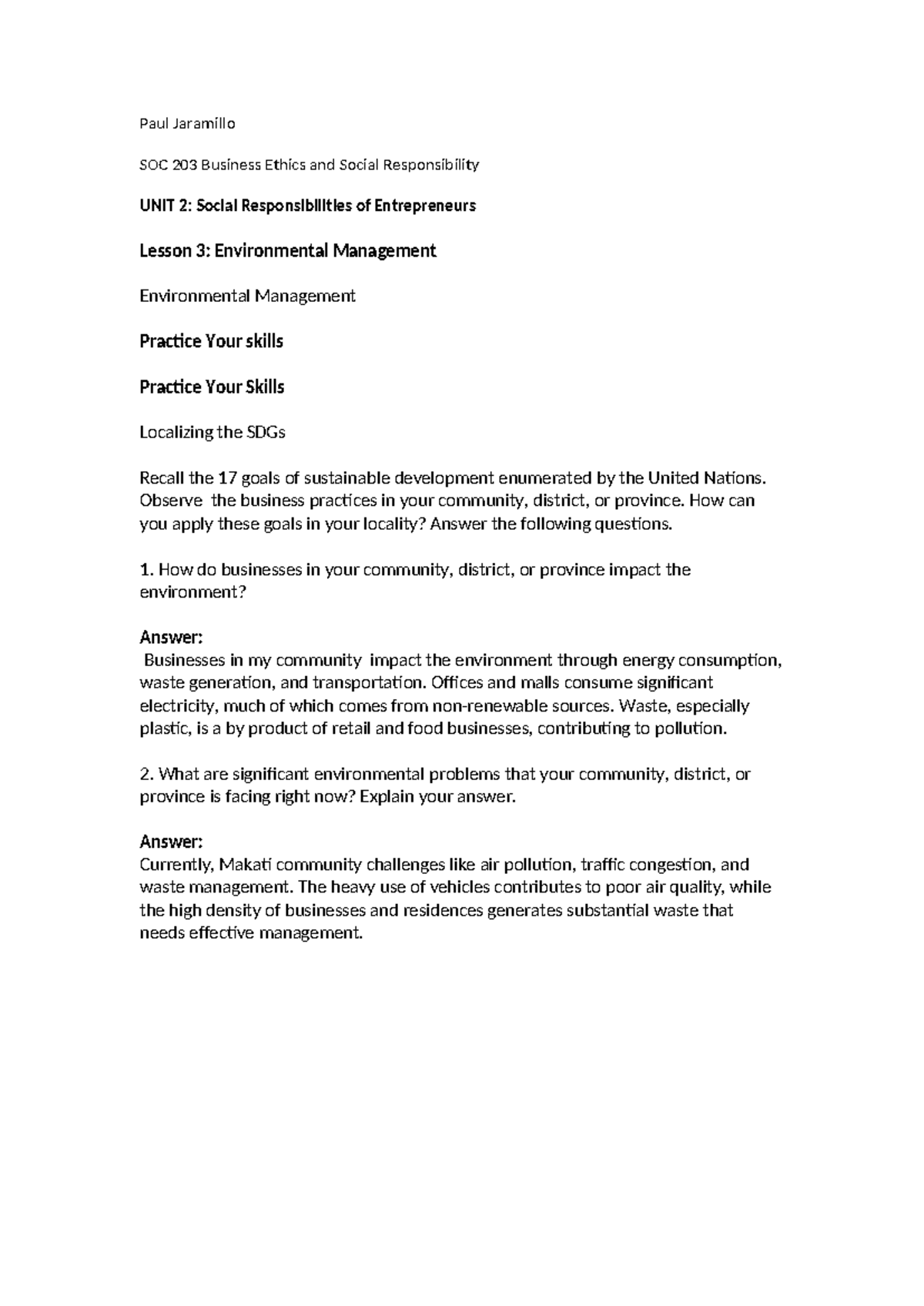 SOC 203 Business Ethics & Social Responsibility: Unit 3 Lesson 3 on ...