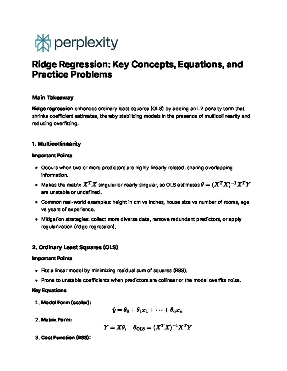Ridge Regression (STAT 301): Key Concepts, Equations & Practice ...