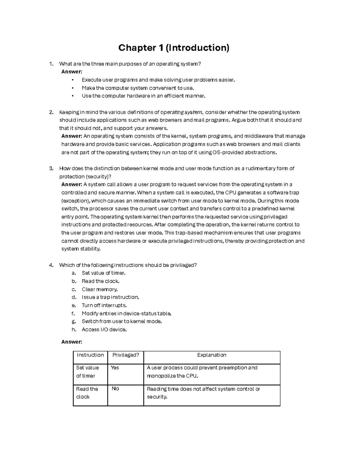 Chapter 1 Review Sheet: Operating System Fundamentals - Studocu