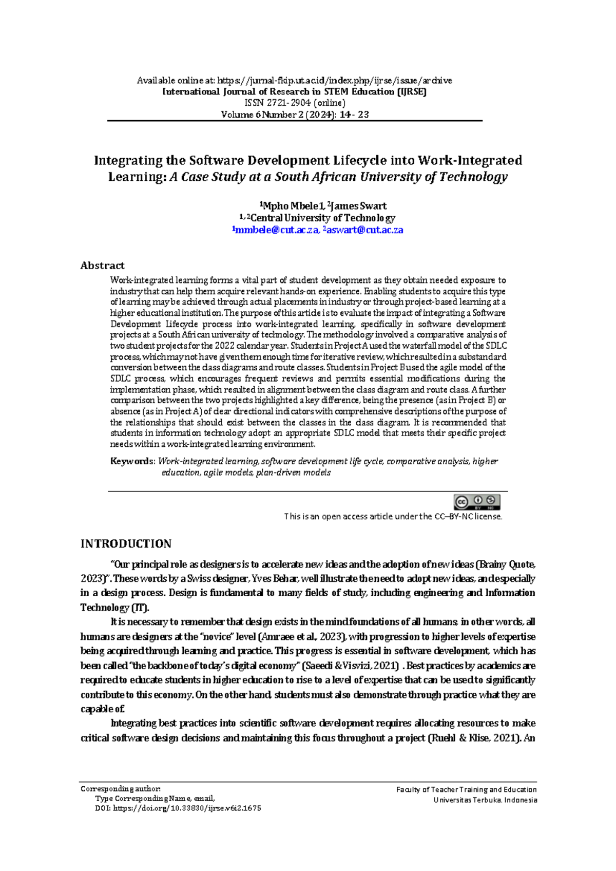 Integrating SDLC in Learning: A Case Study at a South African ...