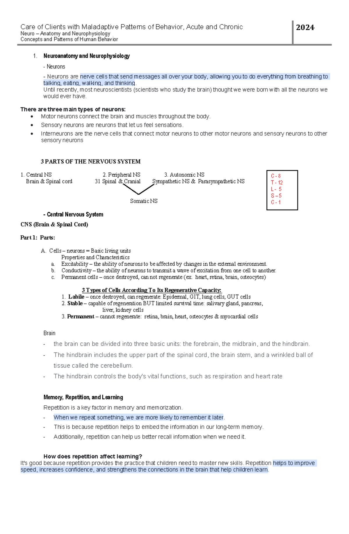 2 Neuro Anatomy, Neurophysiology and Patterns of Human Behavior - C - 8 ...