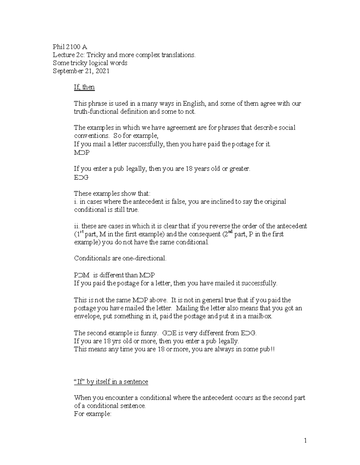 Lecture 2c - notes - 1 Phil 2100 A Lecture 2c: Tricky and more complex ...