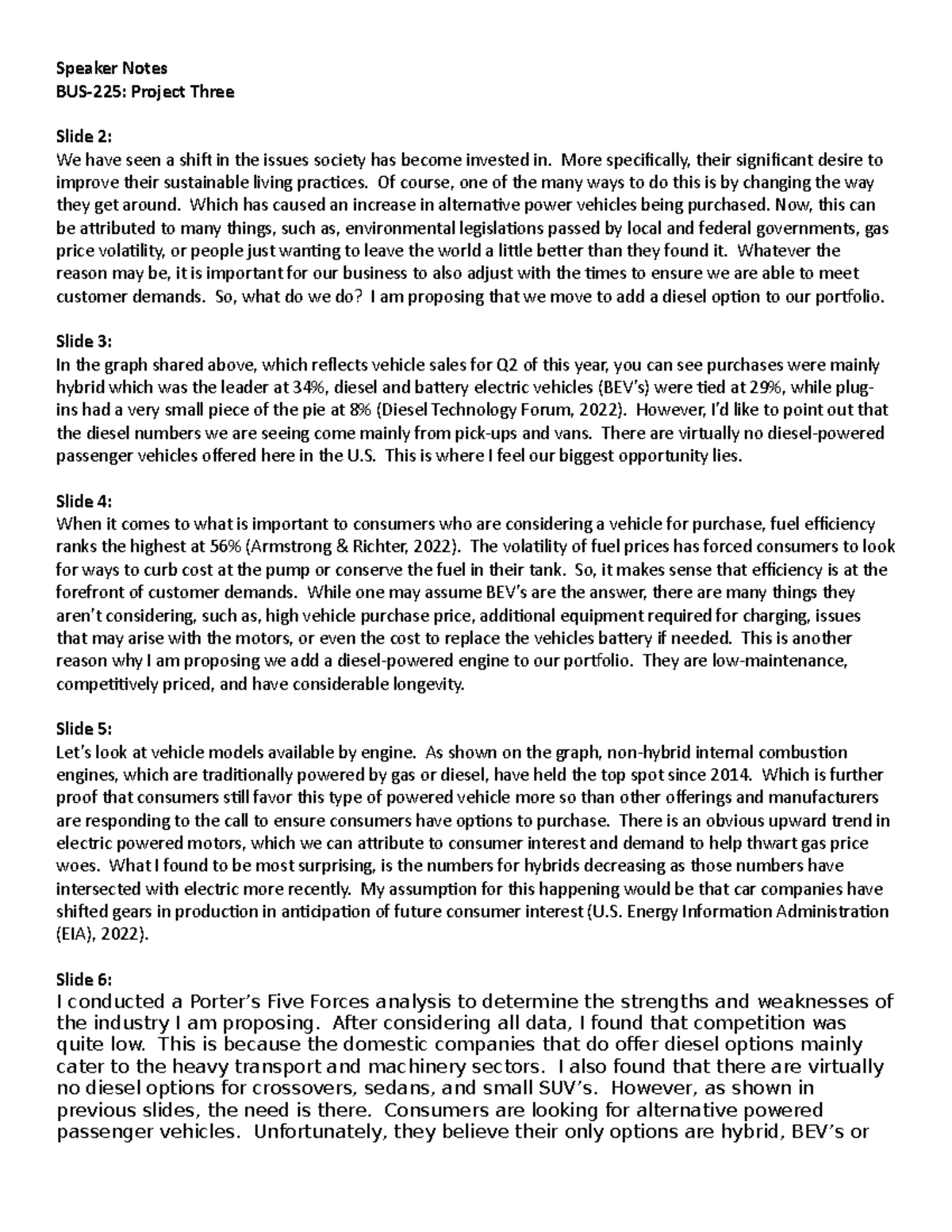 BUS-225 - Project Three - Speaker Notes - Speaker Notes BUS-225 ...