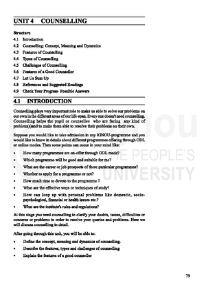 Unit-1 - IGNOU notes - 13 Counselling Psychology UNIT 1 INTRODUCTION TO ...