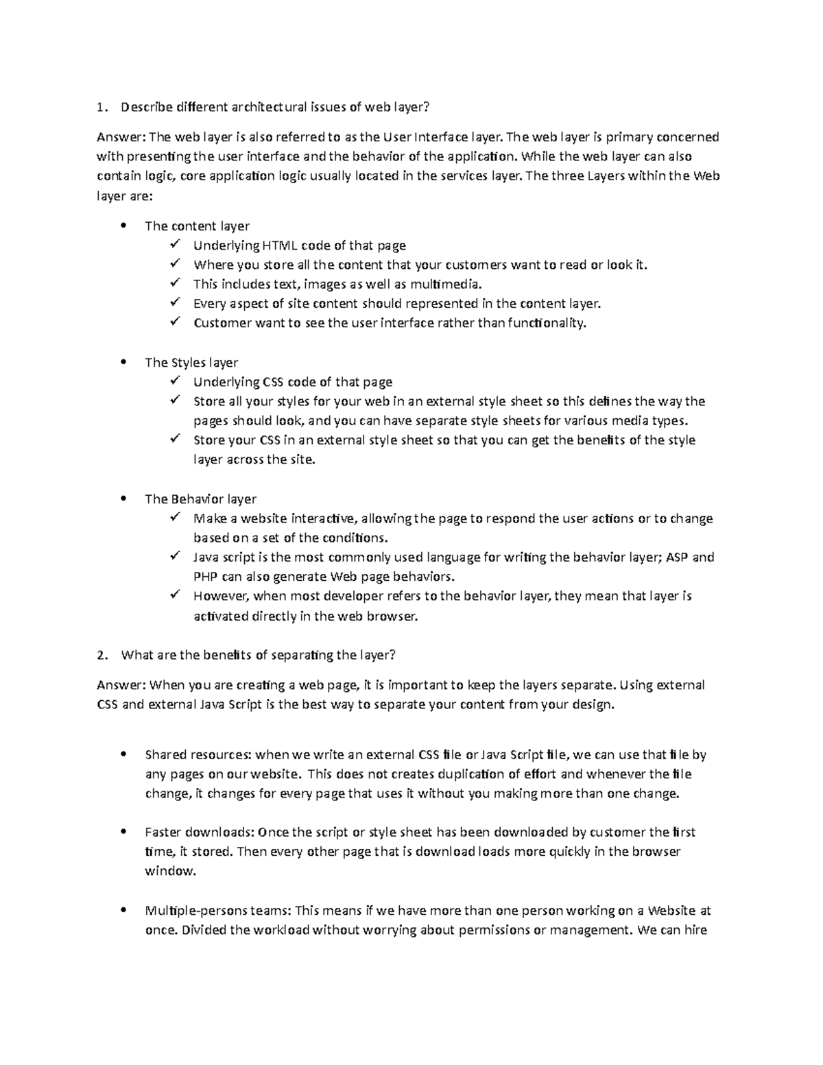 Architectural Issues of Web Layer: Key Concepts and Benefits - Studocu