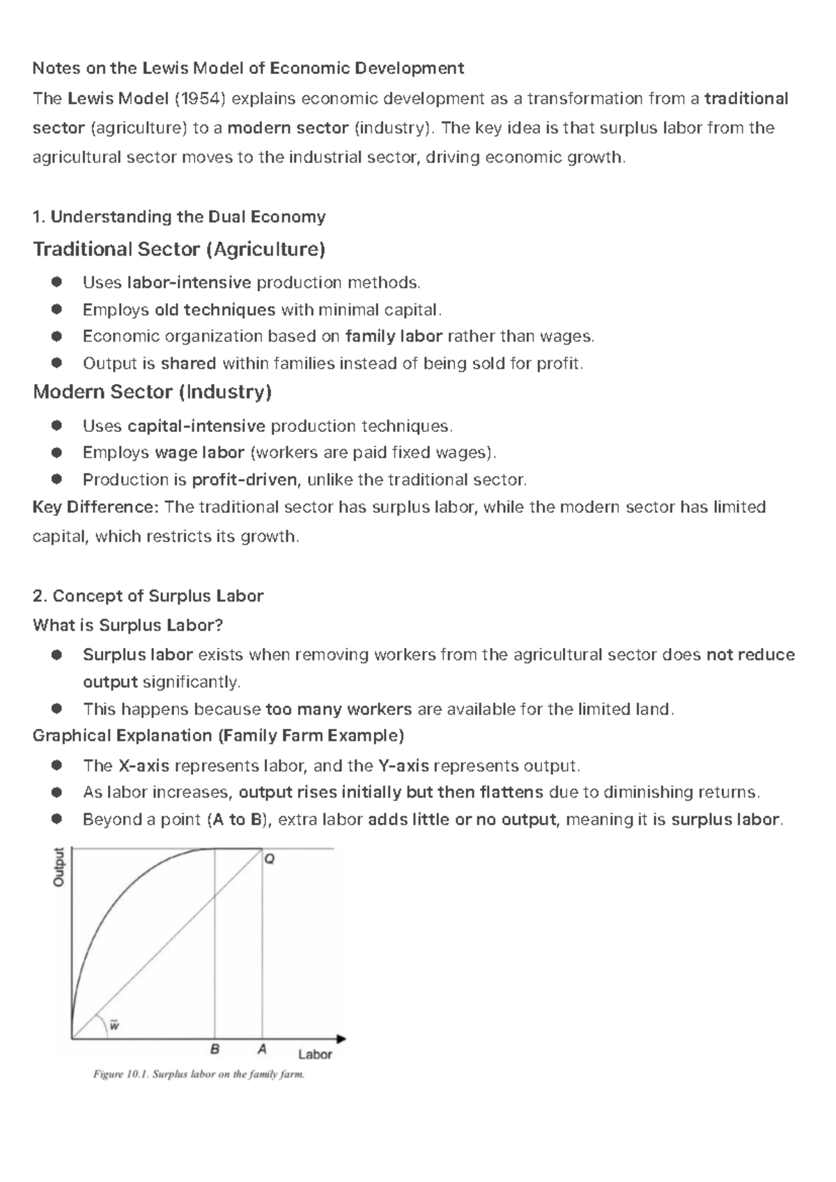 Lewis Model of Economic Dev: Surplus Labor & Economic Growth Notes ...