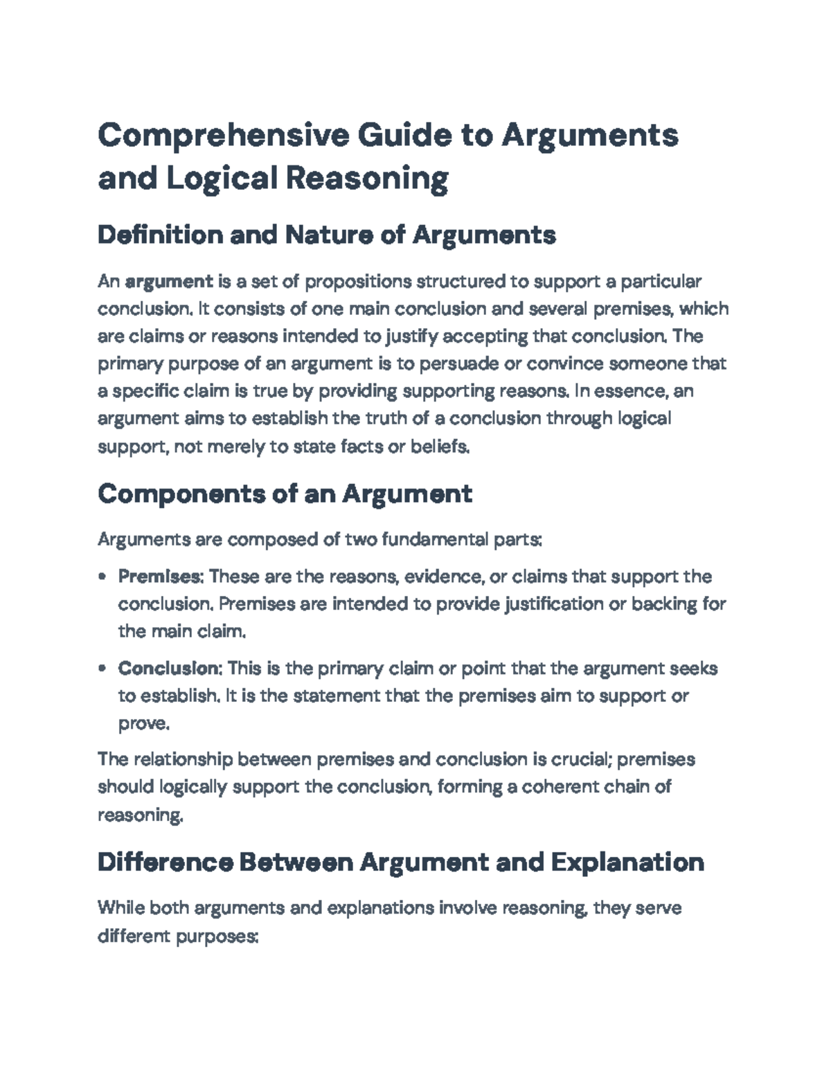 Comprehensive Guide to Arguments & Logical Reasoning (PHIL 101) - Studocu
