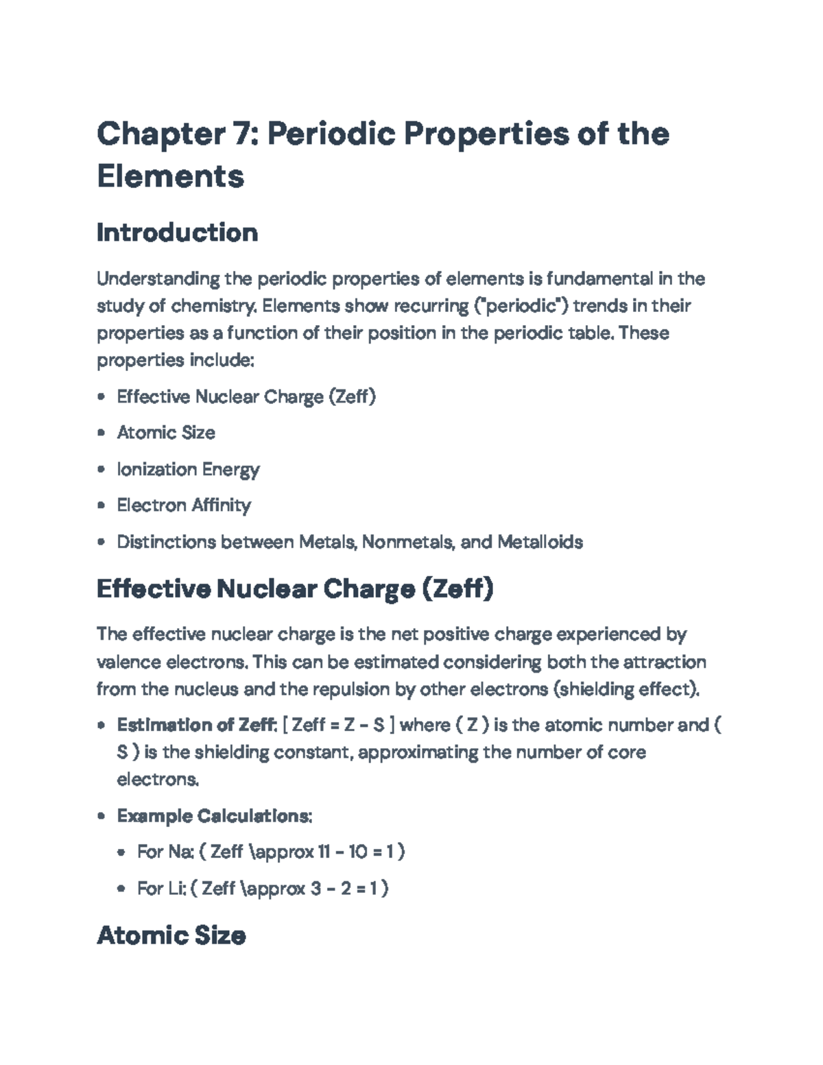 Chapter 7: Periodic Properties of Elements - Chemistry Insights ...