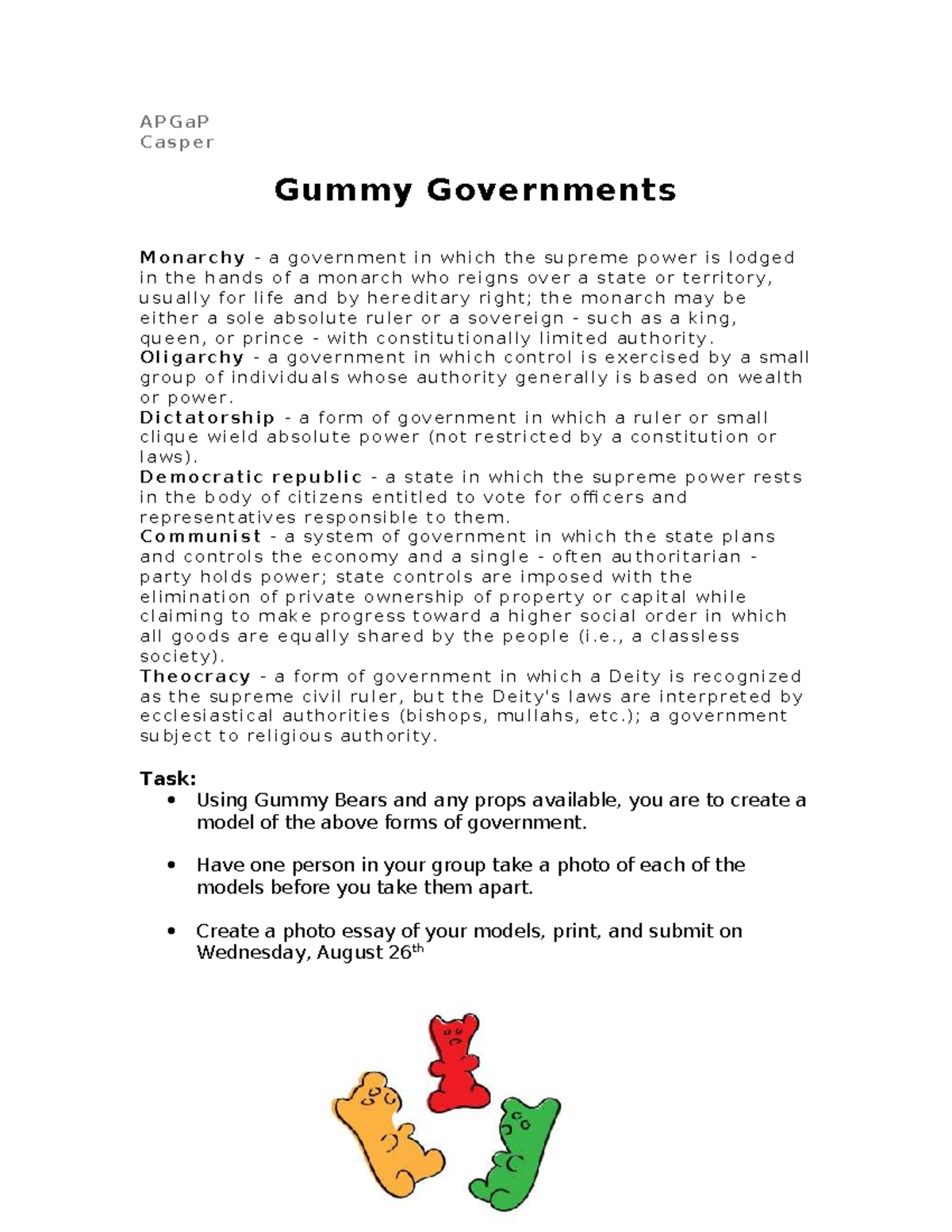APGaP Gummy Government Models: Exploring Forms of Governance - Studocu