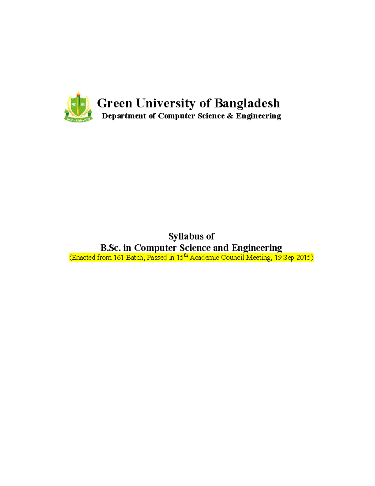 Syllabus CSE 161 - Adnan al emran - Green University of Bangladesh ...