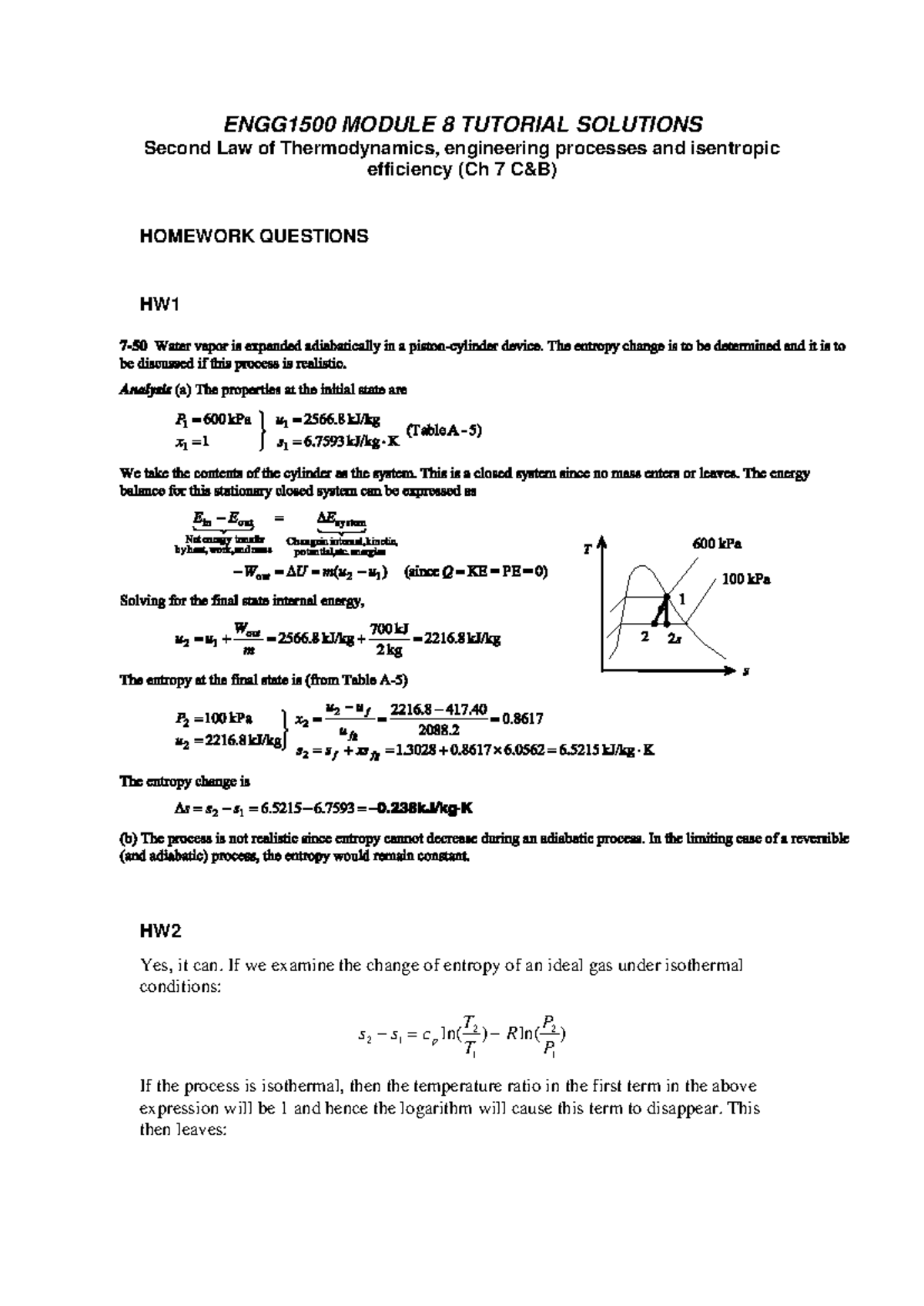 ENGG1500 Module 8 Tute Solutions - ENGG1500 MODULE 8 TUTORIAL SOLUTIONS ...