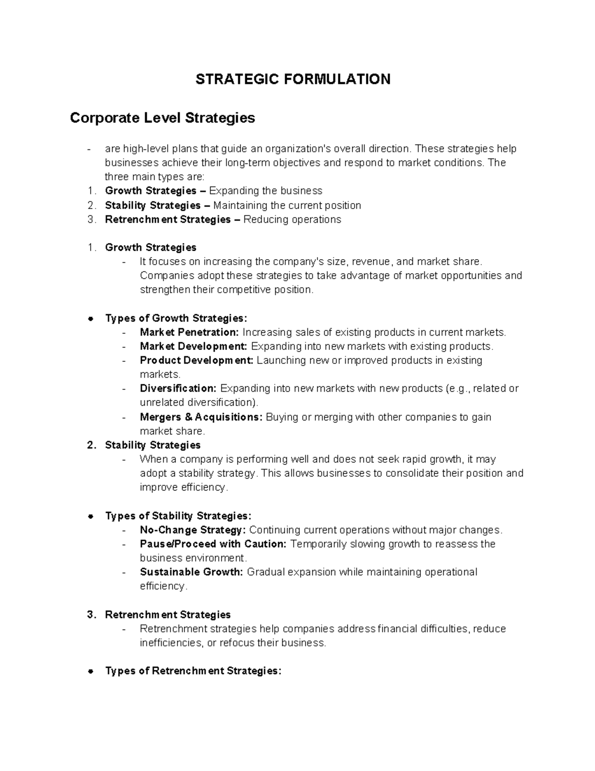 BA 23 - Group 3 - Strategic Formulation: Corporate Level Strategies ...