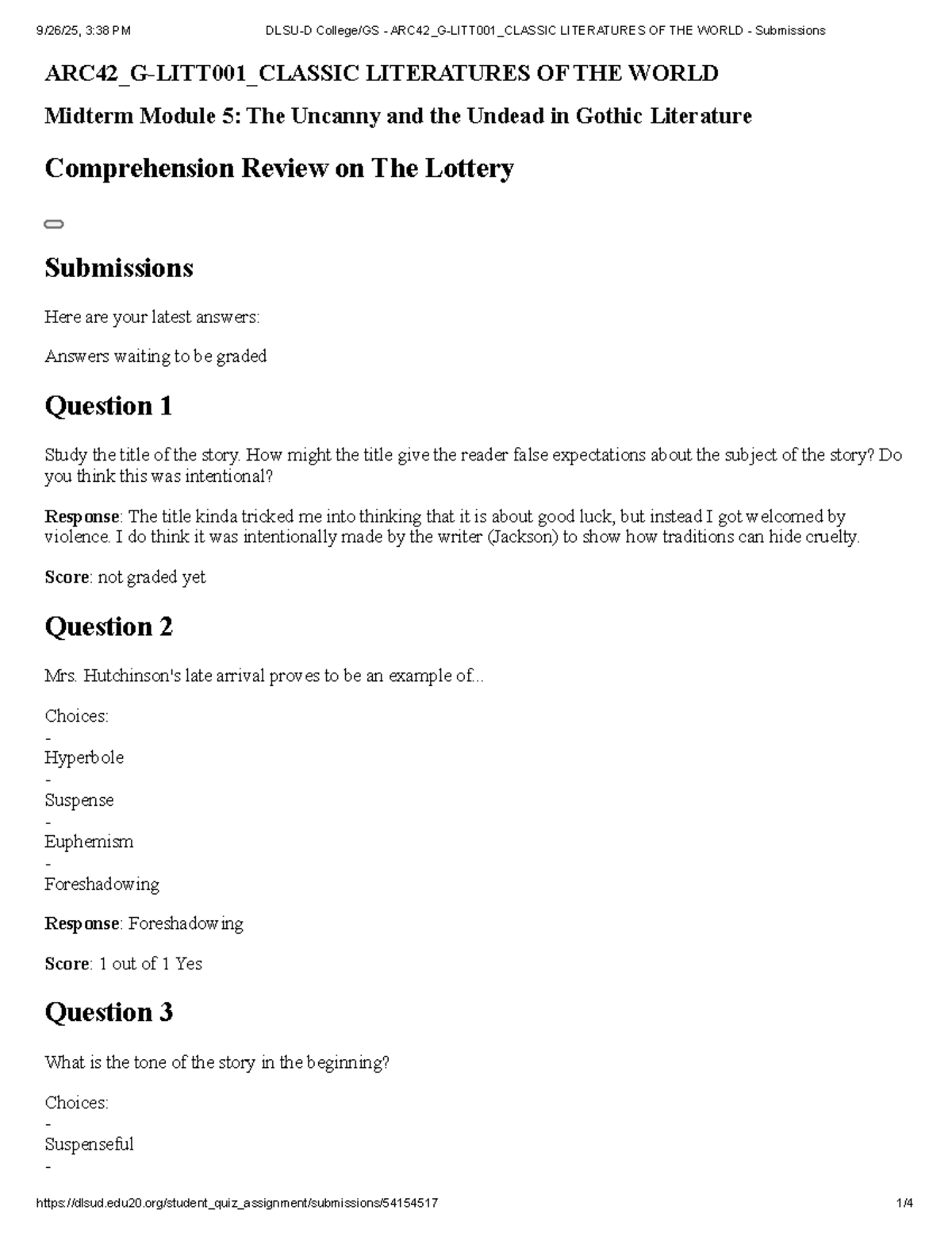 G-LITT001 Midterm Review: The Uncanny in Gothic Literature - Studocu