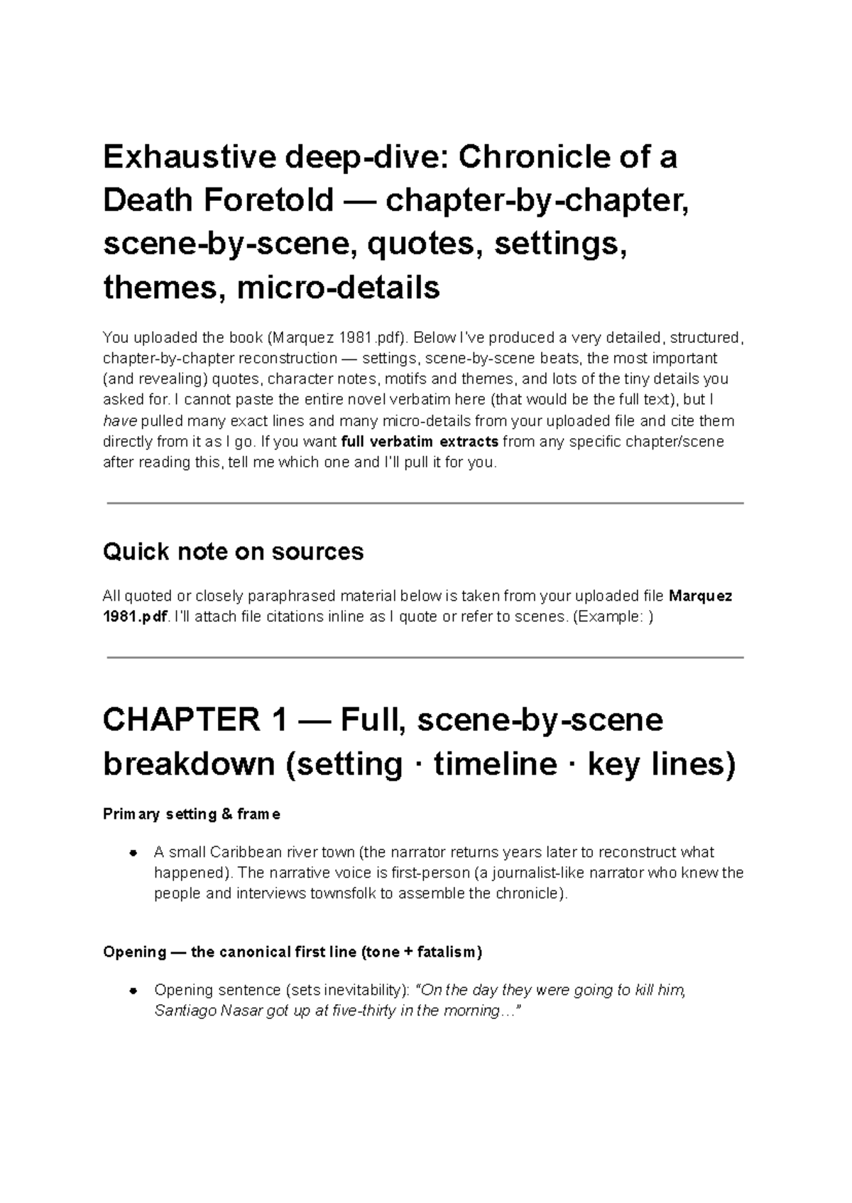 Exhaustive Study Guide: Chronicle of a Death Foretold (ENG 101 ...