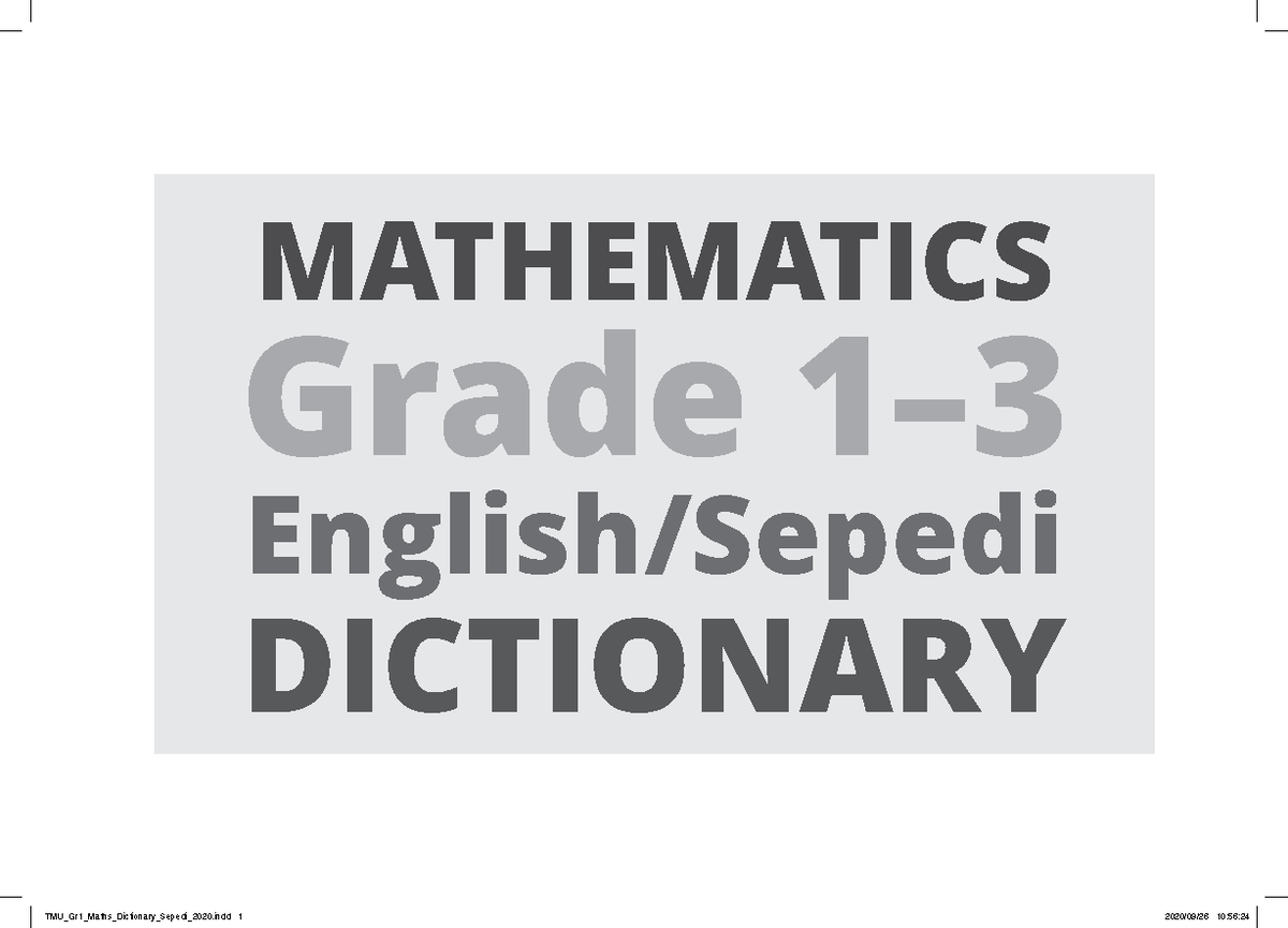Grade 1-3 TMU Maths English-Sepedi Dictionary: Concepts and Terms - Studocu