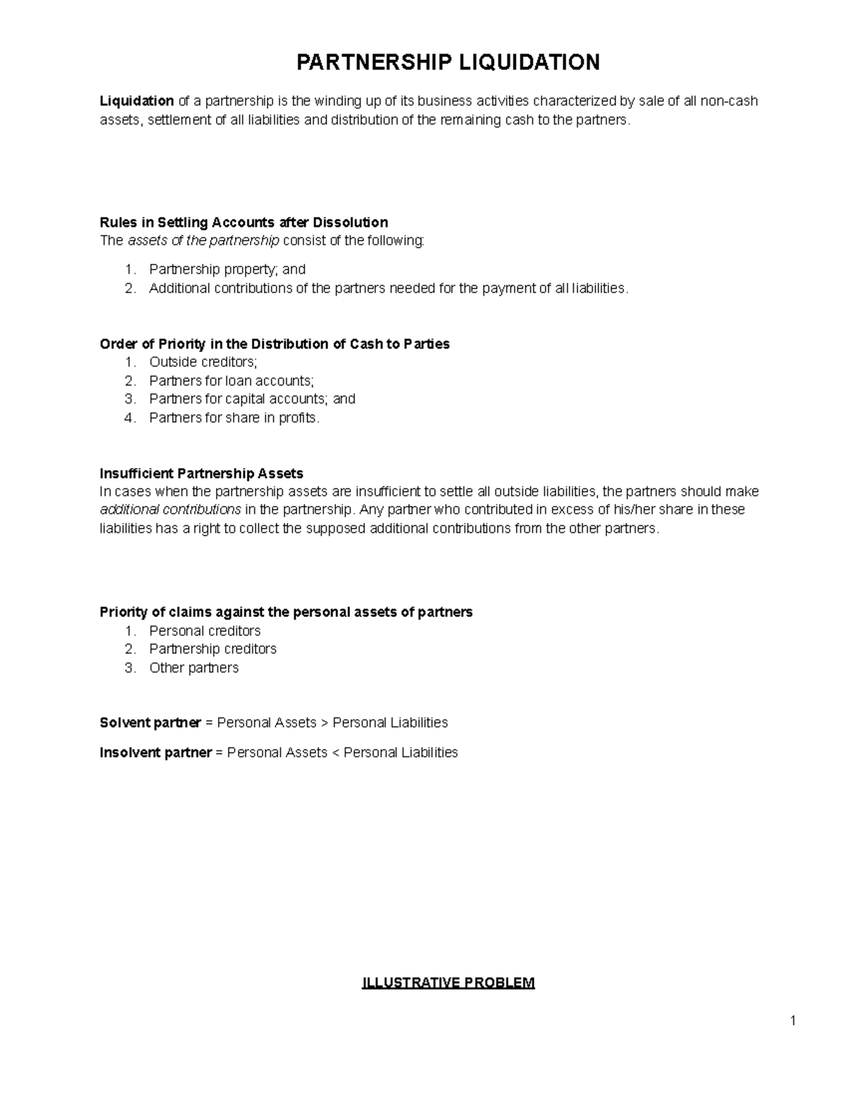 04 Partnership Liquidation: Methods, Problems, and Cash Distribution - Studocu