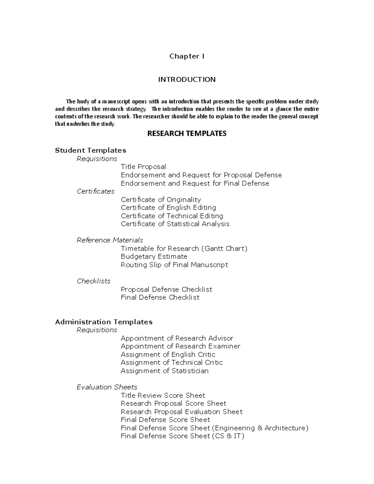 Undergraduate Research Templates: Proposal & Defense Guidelines - Studocu