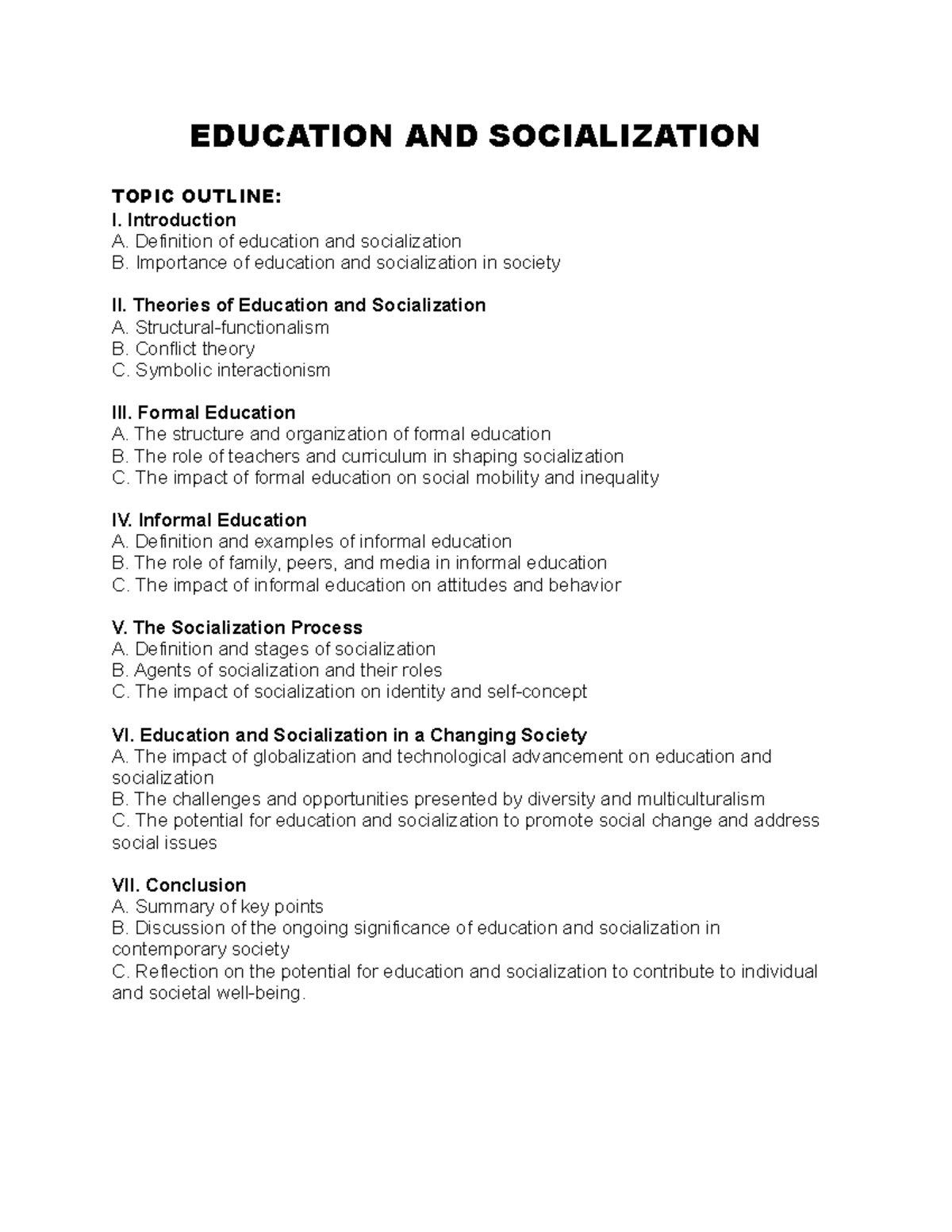 **EDUC 101: Education and Socialization - Core Concepts and Theories ...