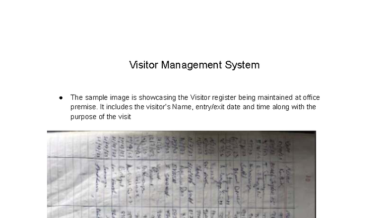 Visitor Management System - bachelor of computer application - It ...