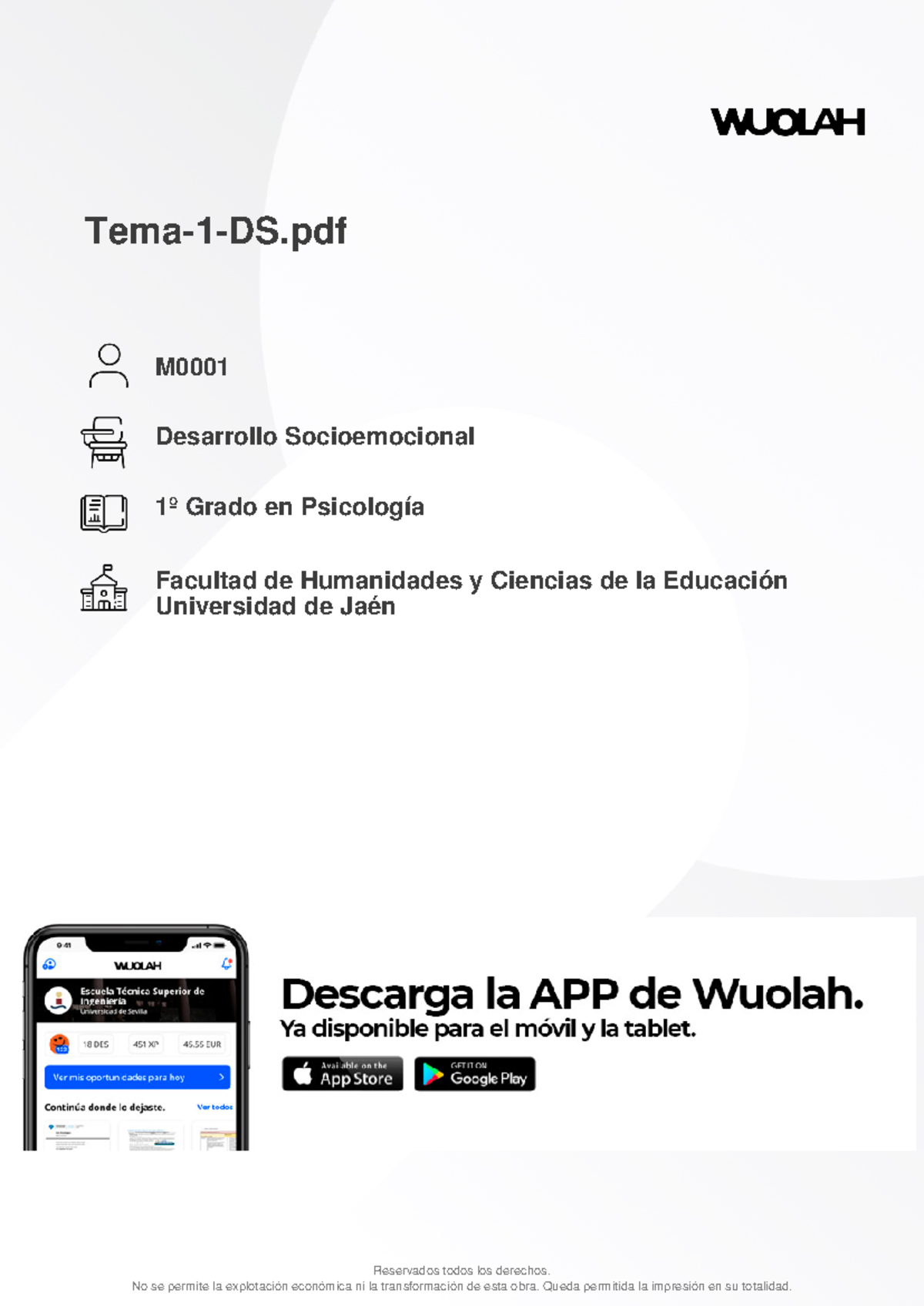 Wuolah free Tema 1 DS - Tema-1-DS M Desarrollo Socioemocional 1º Grado en Psicología Facultad de ...