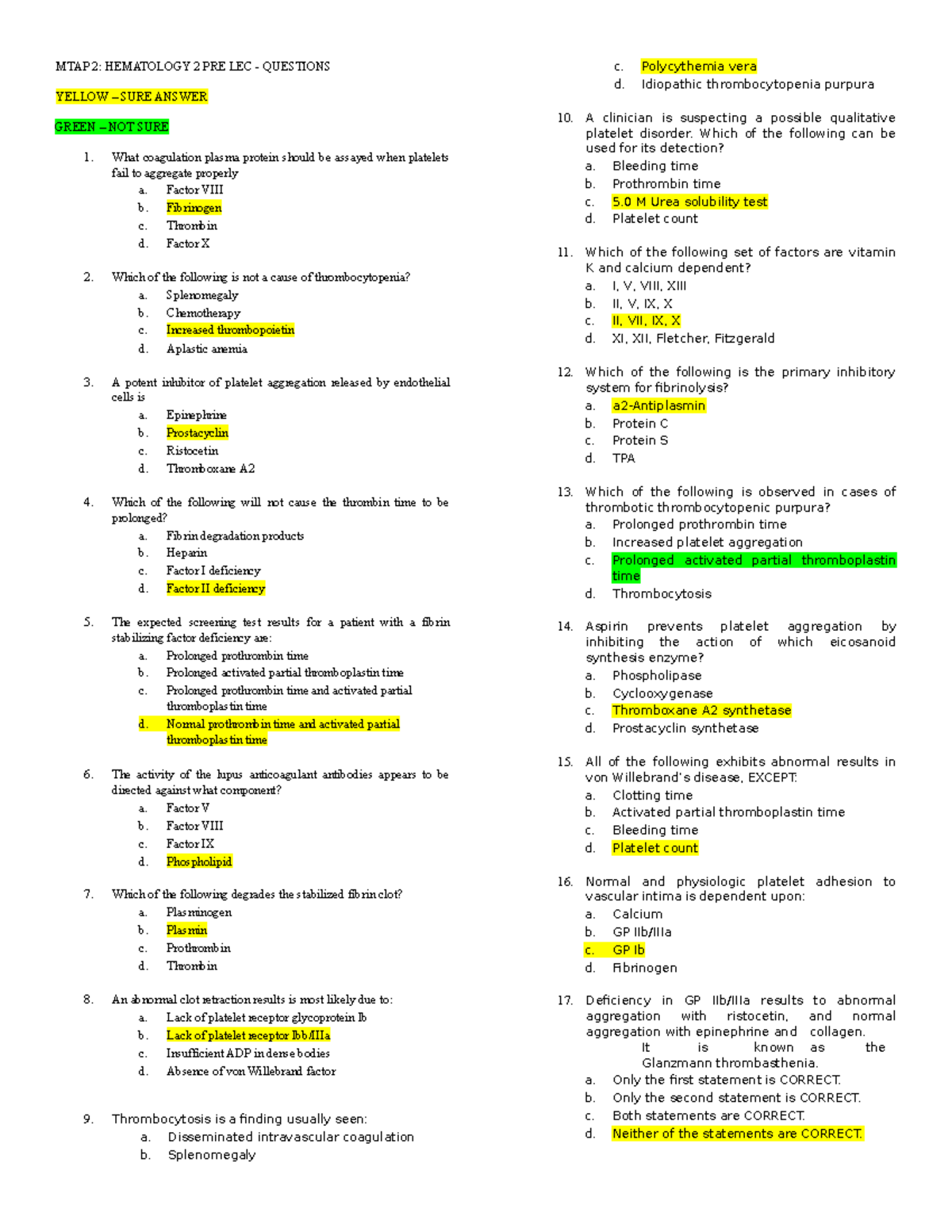 Hema 2 pre lec edited - ratio - MTAP 2: HEMATOLOGY 2 PRE LEC ...