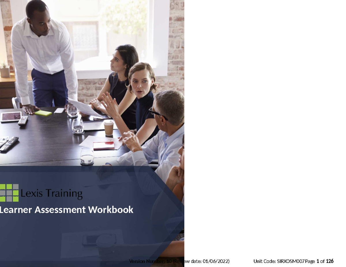 SIRXOSM007 Learner Assessment Workbook - Manage Risk to Reputation ...