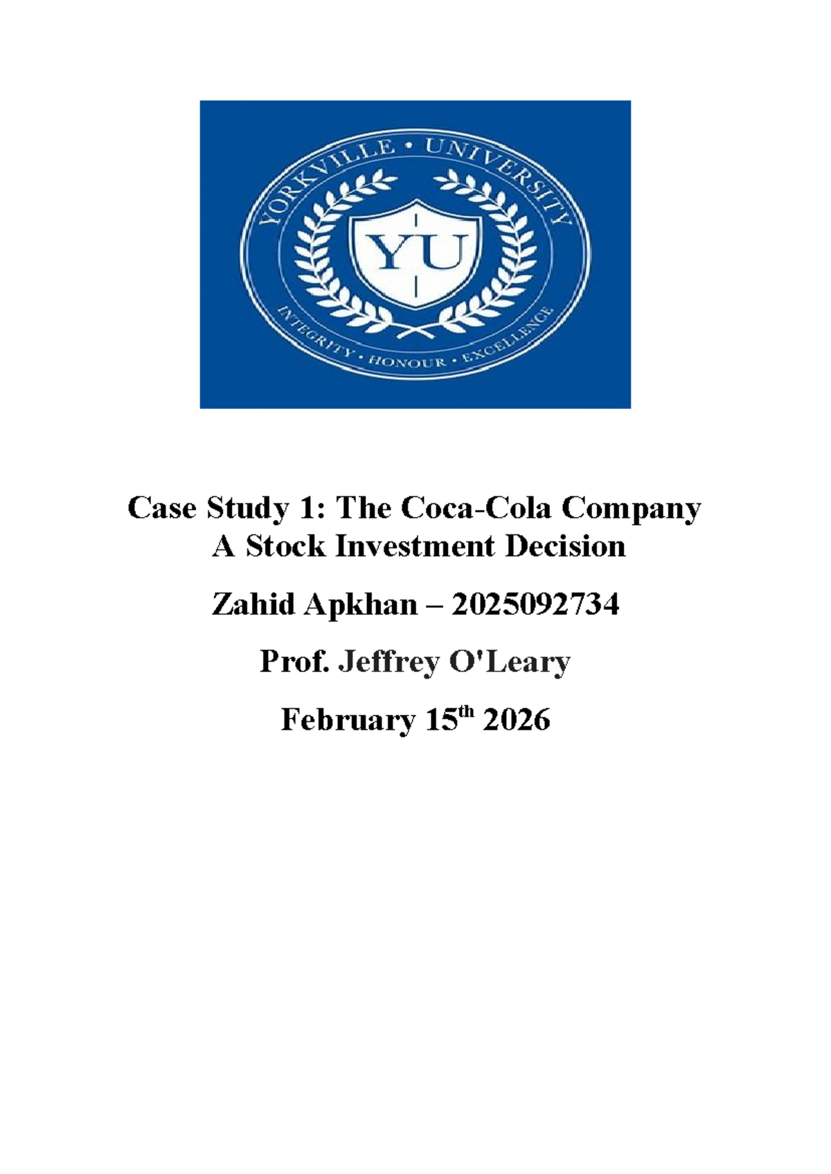 Case Study 1: The Coca-Cola Company Stock Investment Decision Analysis ...