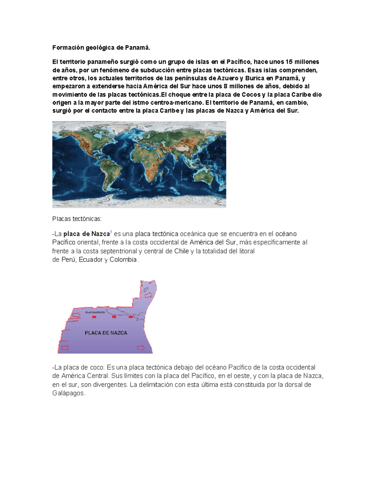Formación Geológica de Panamá: Islas y Placas Tectónicas - Studocu