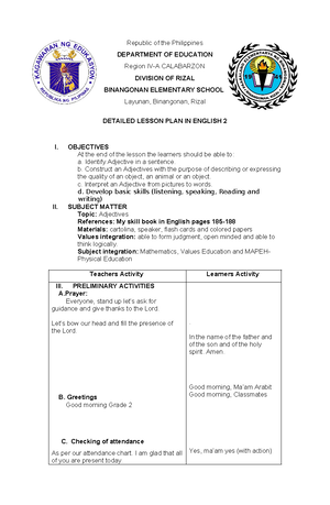 LE GMRC4 Q1 Week 1 Final Edited - PILOT IMPLEMENTATION OF THE MATATAG K TO 10 CURRICULUM 4 - Studocu