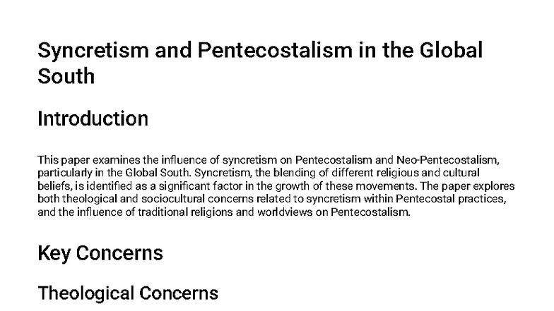 Syncretism and Pentecostalism in the Global South - Study Guide - Studocu