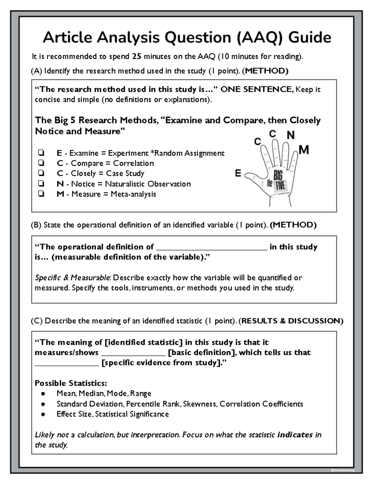 AAQ Research Methods & Ethics Overview for EBQ Assignment - Studocu
