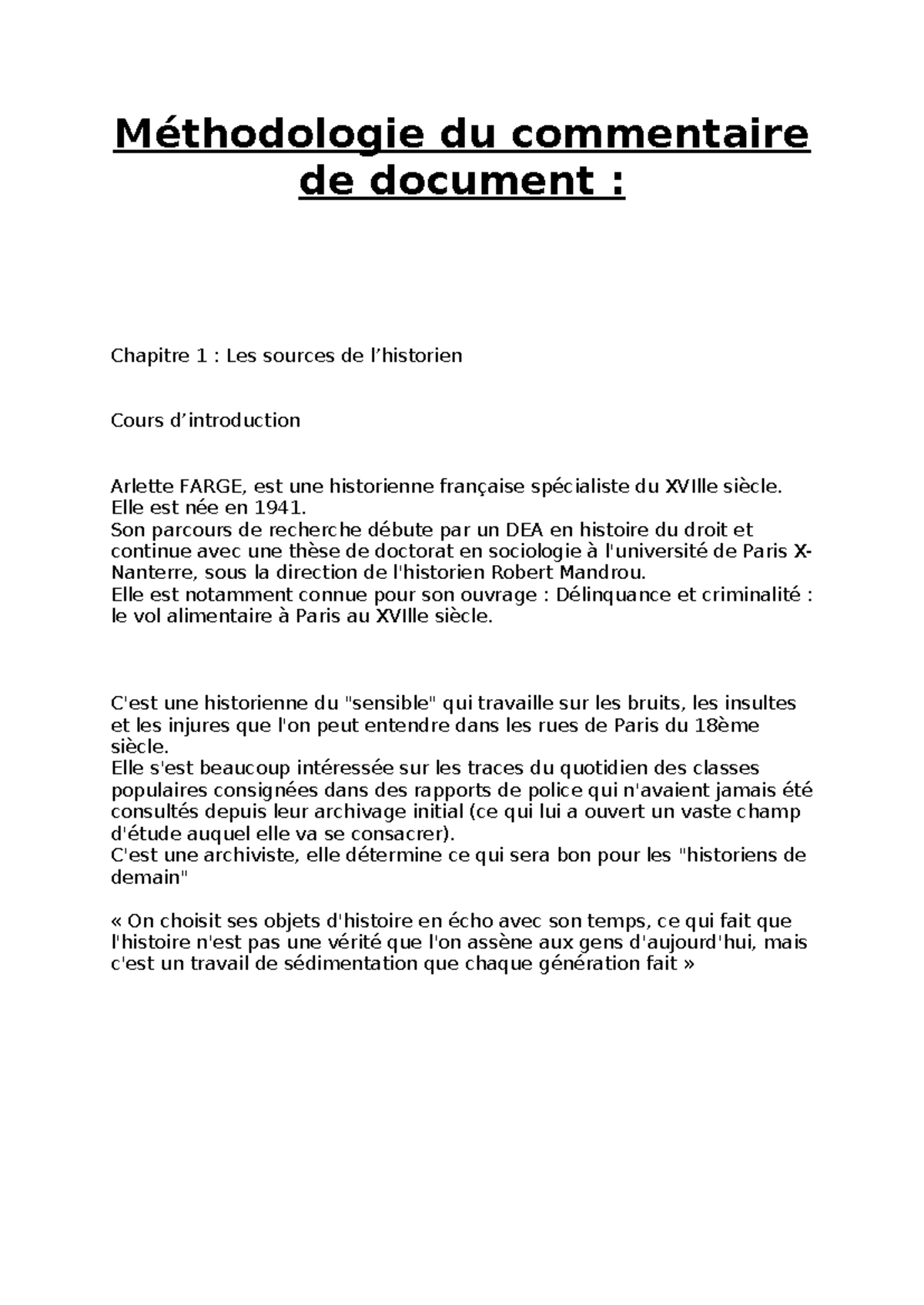 Méthodologie du Commentaire de Document : Chapitre 1 - Les Sources ...