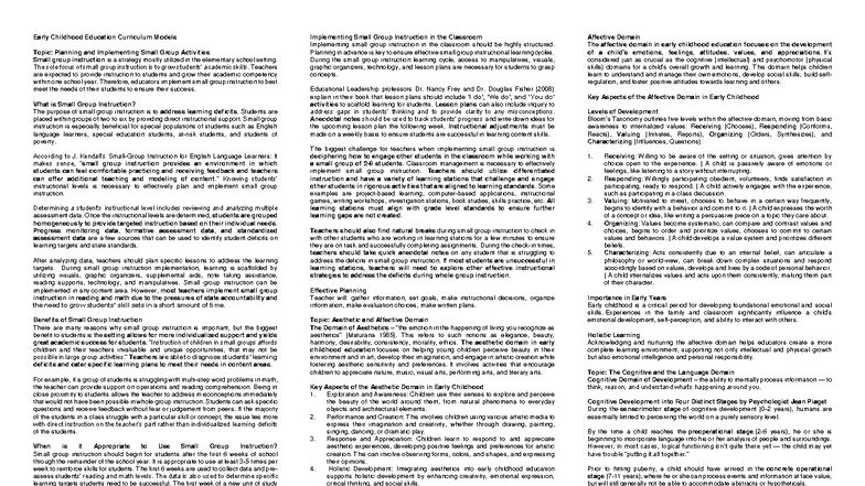 Early Childhood Education Curriculum Models: Small Group Instruction ...
