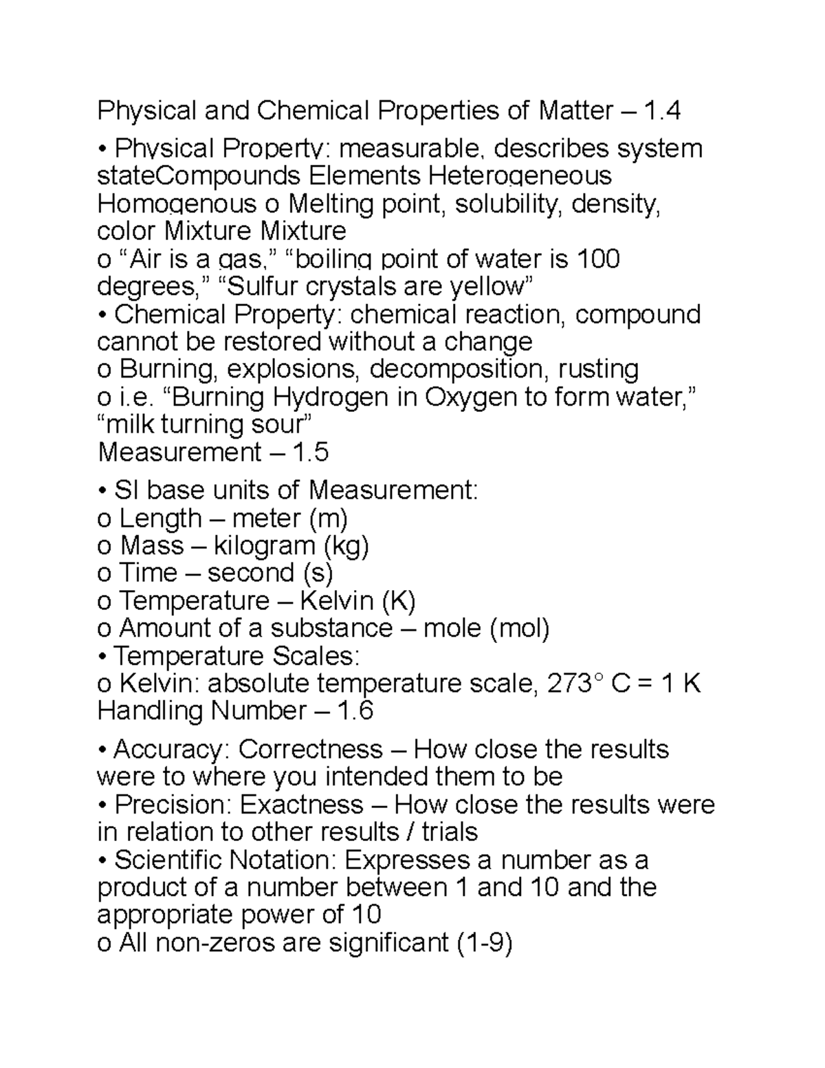 Properties Of Matter And Their Measurement